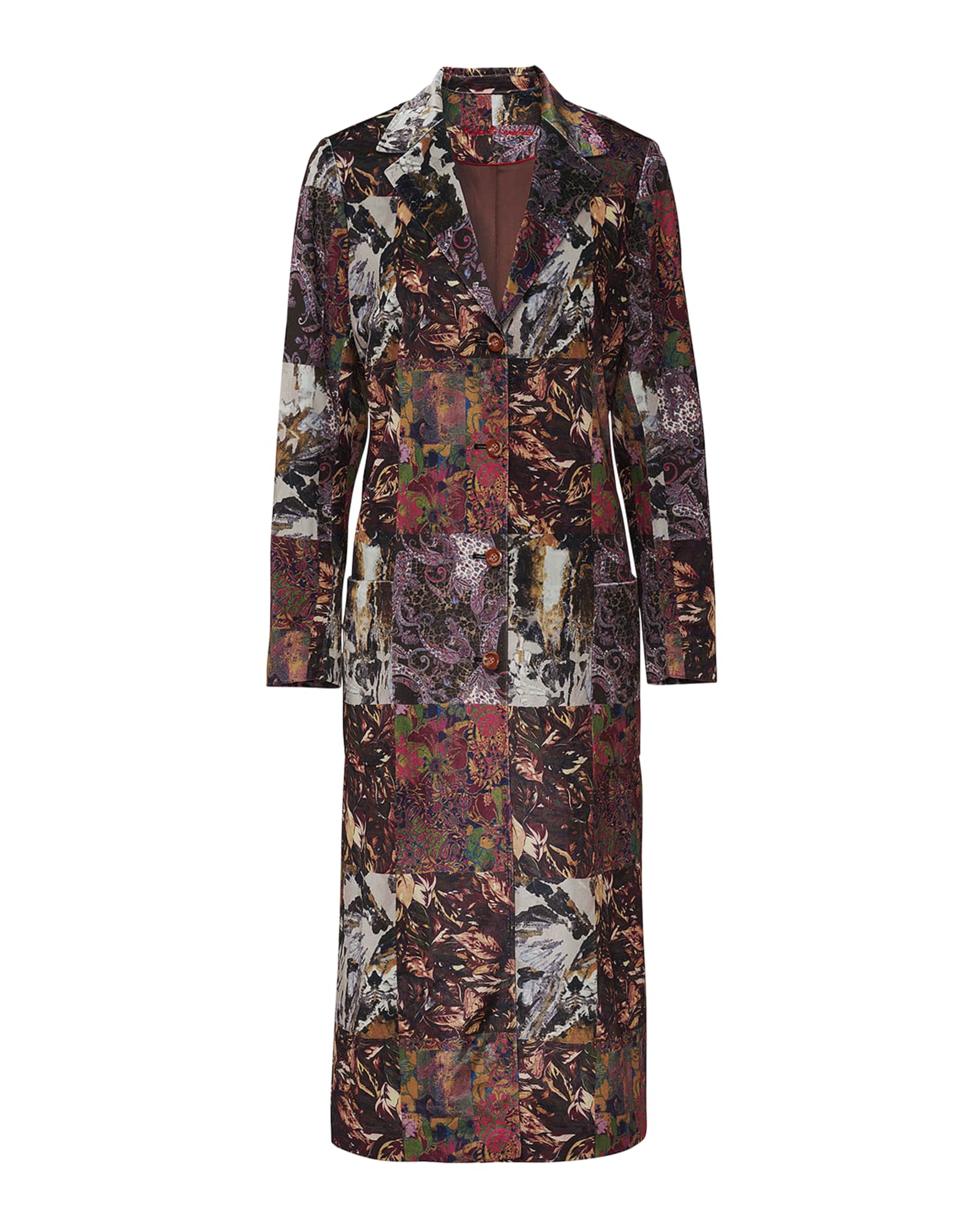 Robert Graham Ophelia Patchwork-Print Velvet Duster Jacket | Neiman Marcus