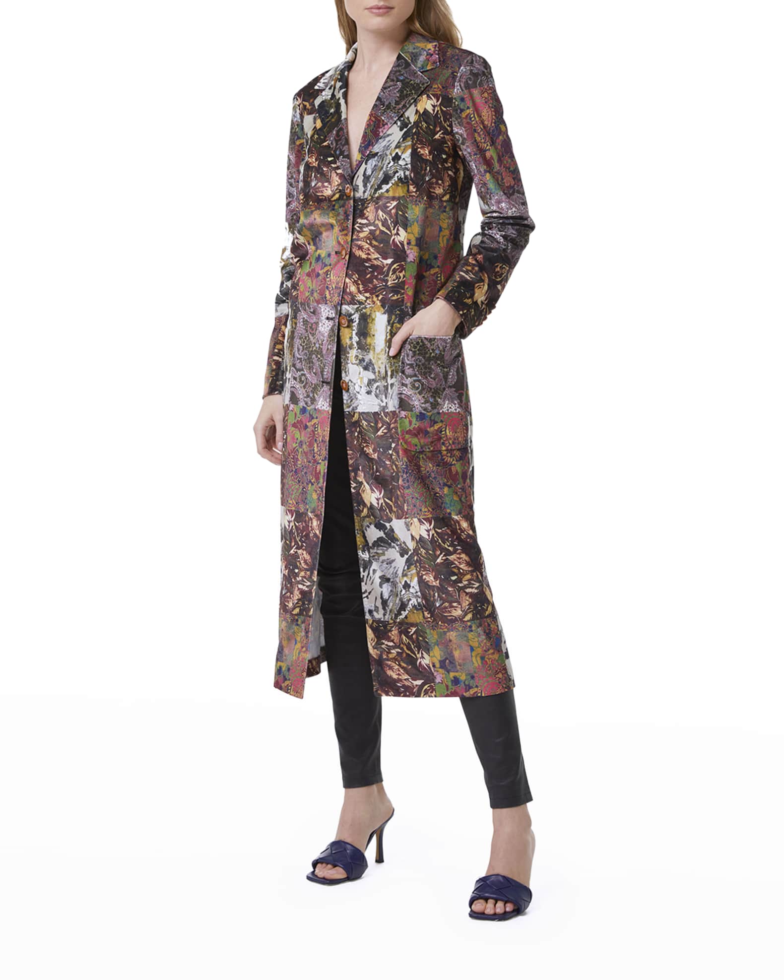 Robert Graham Ophelia Patchwork-Print Velvet Duster Jacket | Neiman Marcus