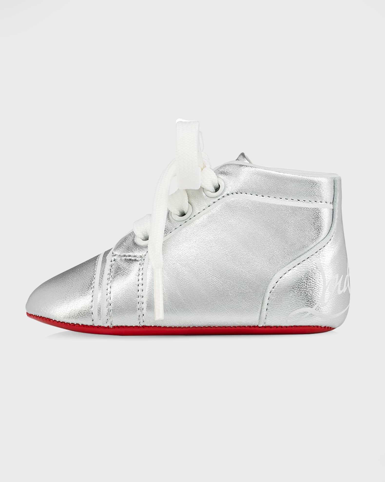 Christian Louboutin Kid's Funnyto Shiny Sneakers, Babies | Neiman Marcus