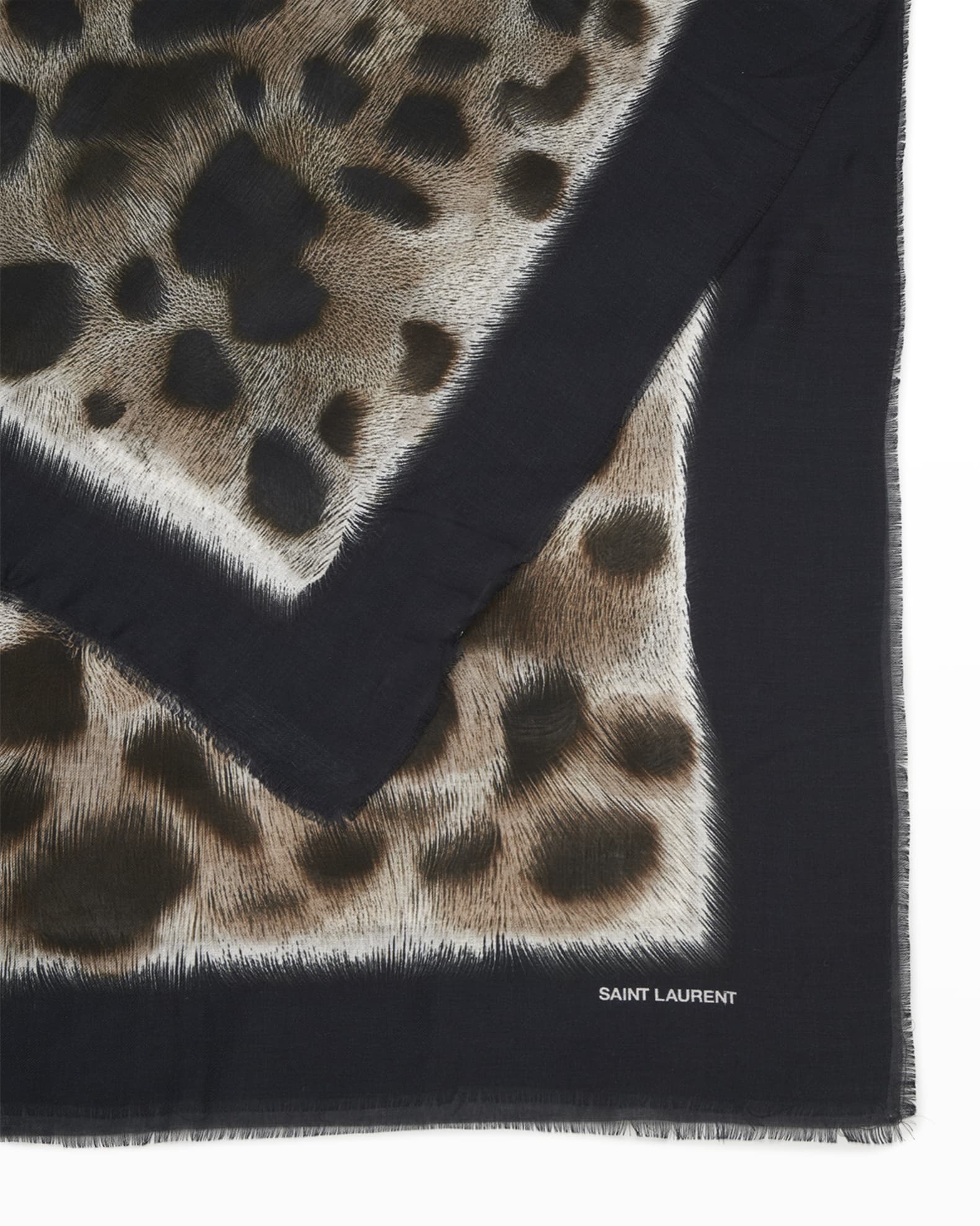 Saint Laurent Snow Leopard Print Cashmere-Blend Scarf | Neiman Marcus
