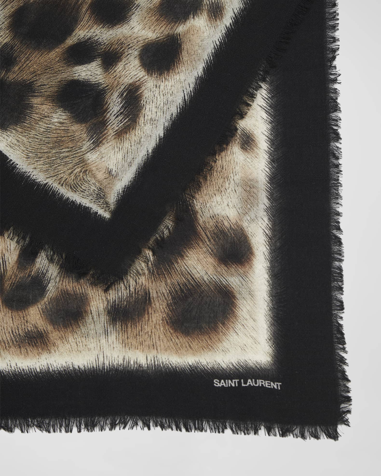 Saint Laurent Lightweight Snow Leopard Wool Square Scarf | Neiman Marcus