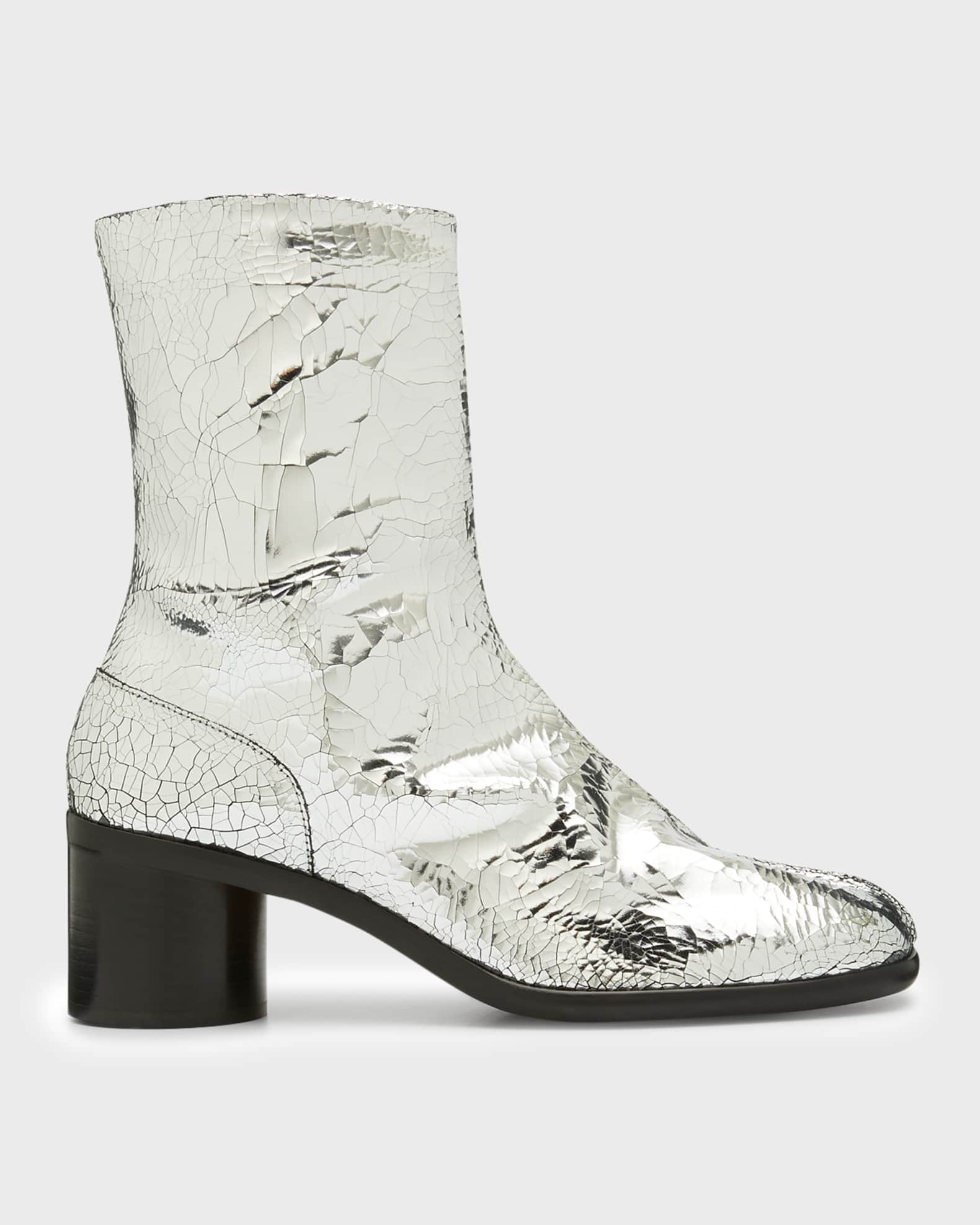 Maison Margiela Men's Cracked Metallic Leather Split-Toe Ankle Boots ...