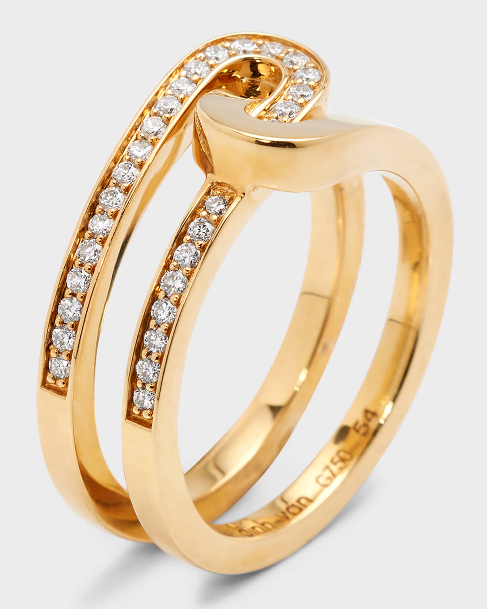 DINH VAN Yellow Gold Mail Diamond Ring, Size 54 | Neiman Marcus