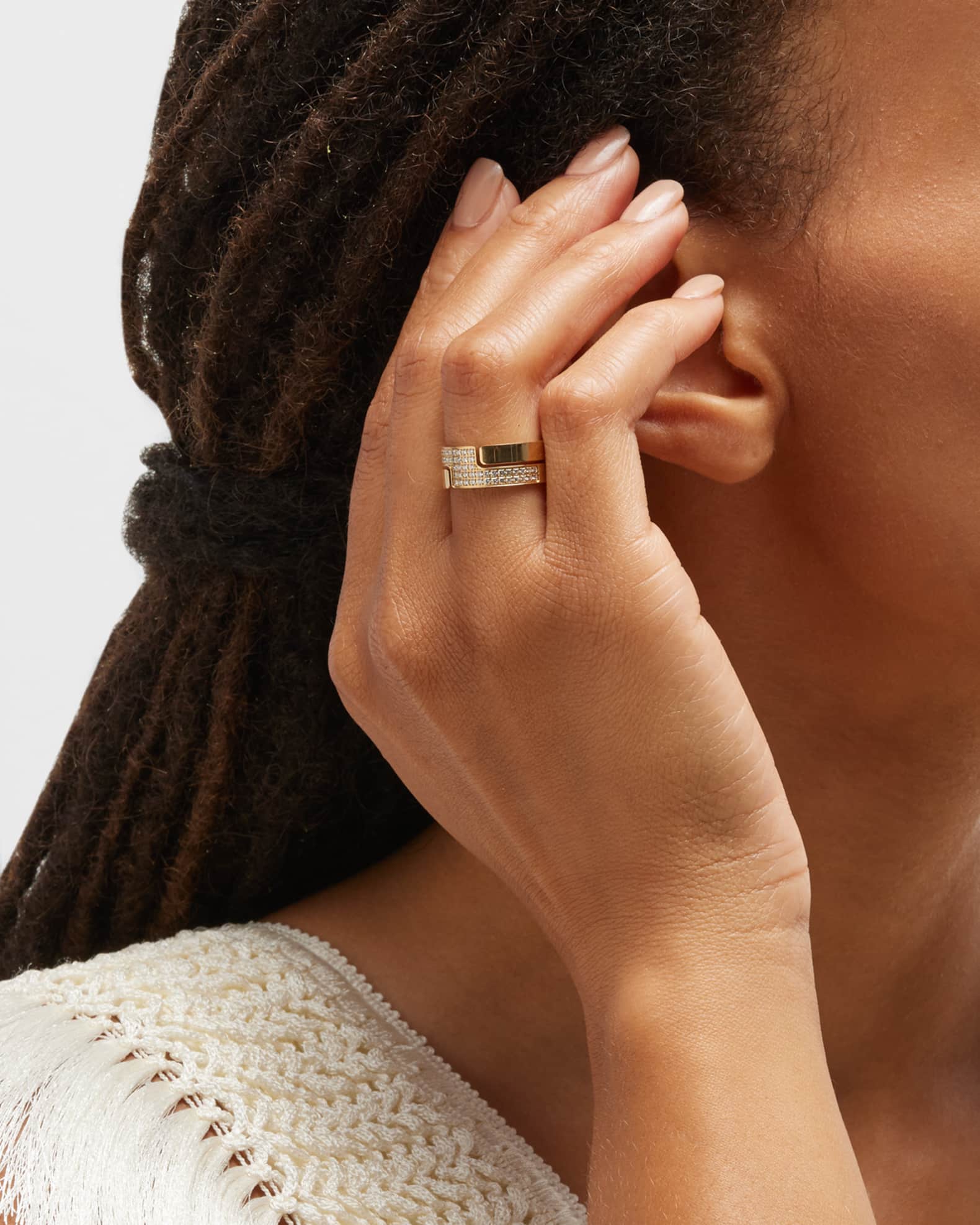 DINH VAN Yellow Gold 70S Medium Diamond Ring, Size 54 | Neiman Marcus