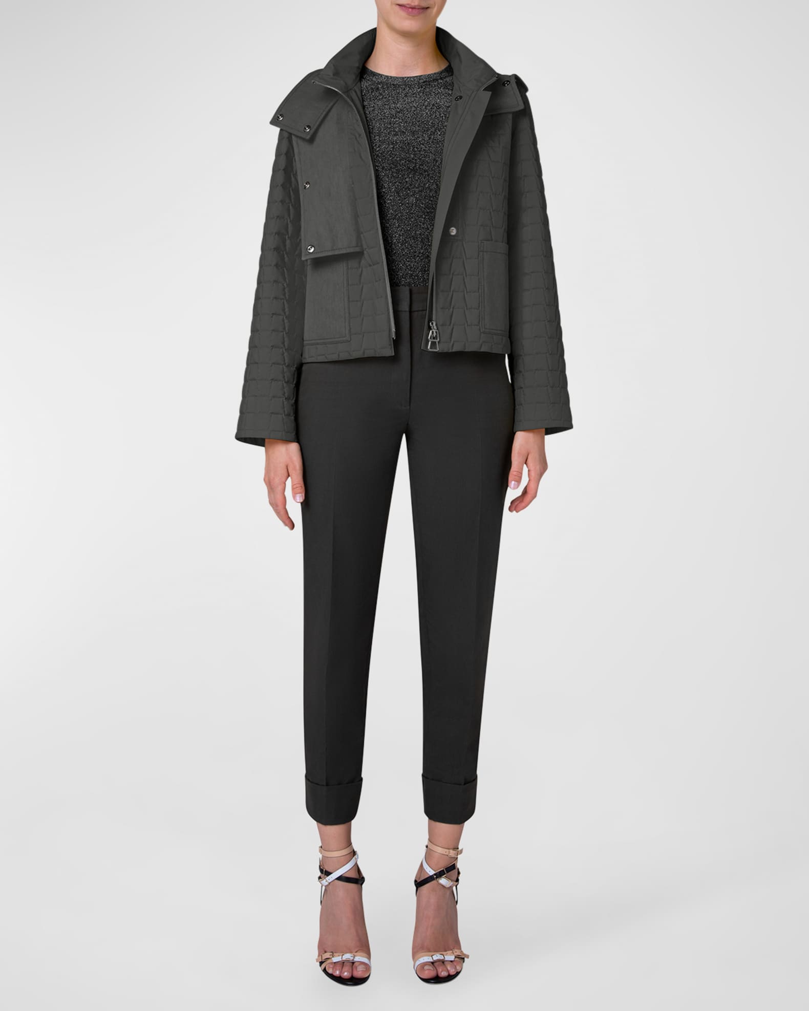 Akris Millie Trapezoid Quilted Parka Jacket | Neiman Marcus