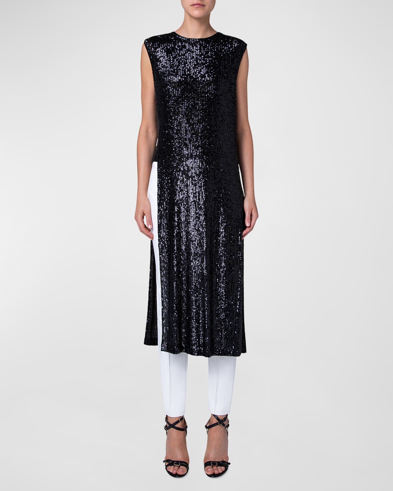 Akris Sequin Long Tunic with Side Slits | Neiman Marcus
