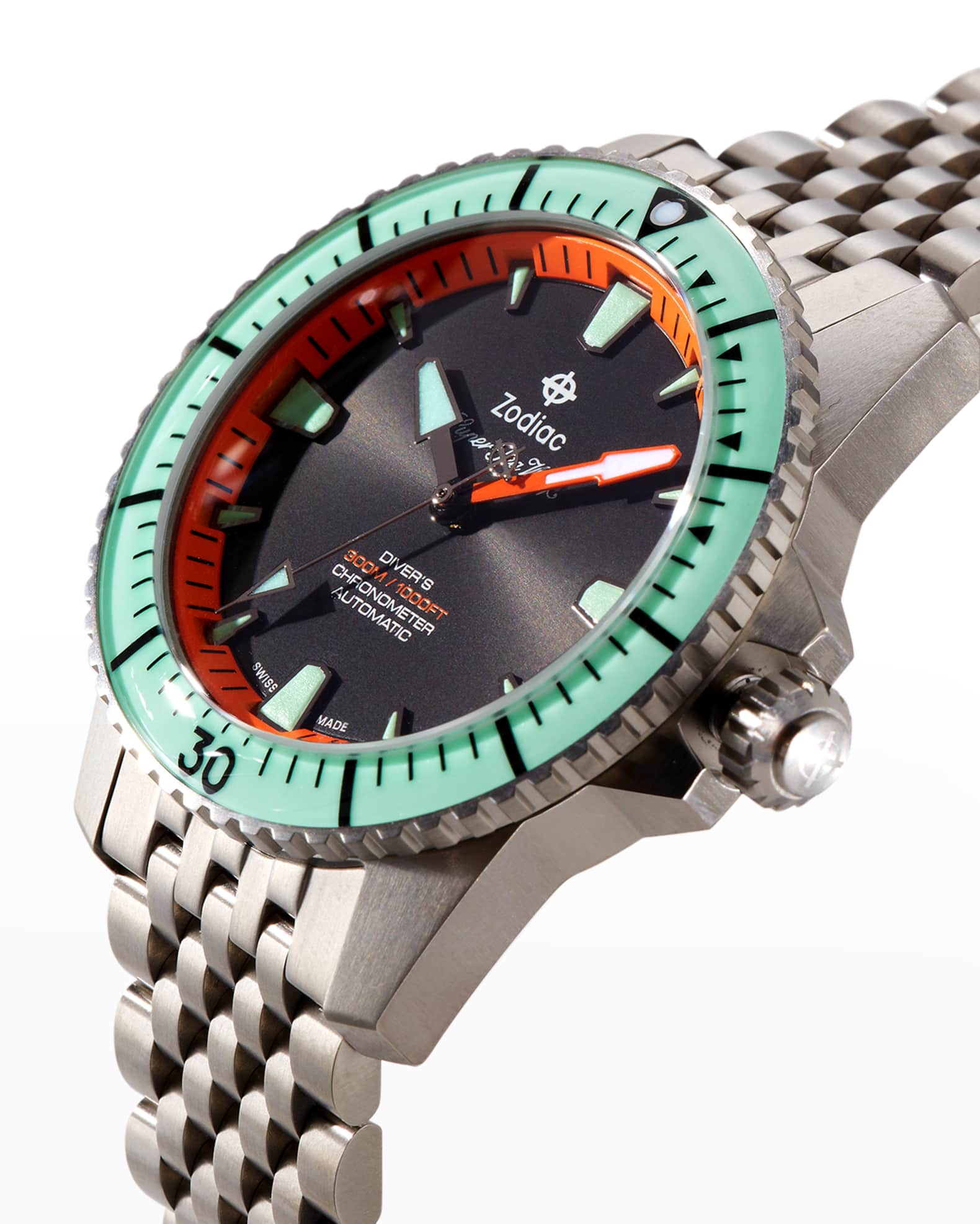 ZODIAC Men's Super Sea Wolf Pro-Diver Titanium Watch w/ Strap | Neiman ...