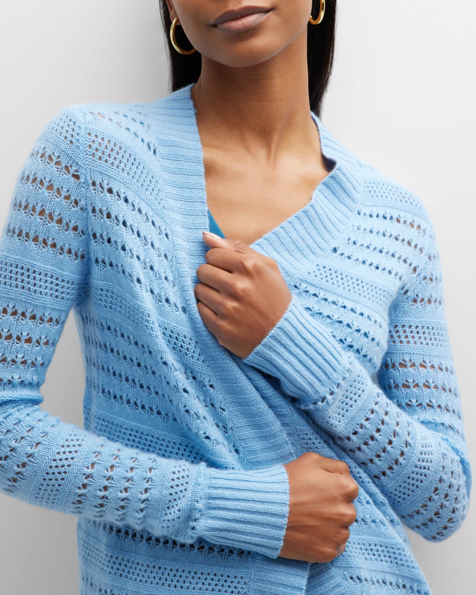 Neiman Marcus Cashmere Collection Cashmere Open Stitch Cardigan ...
