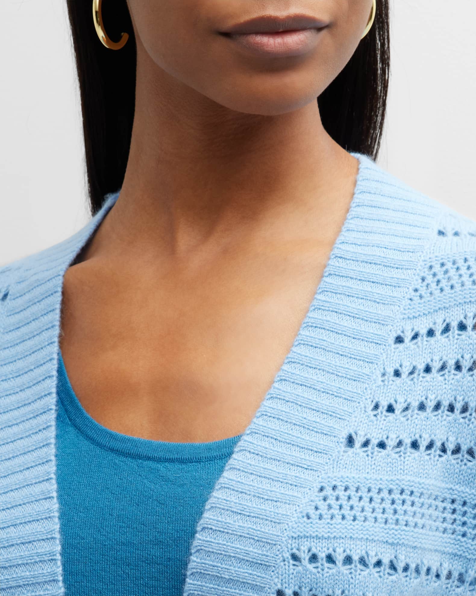 Neiman Marcus Cashmere Collection Cashmere Open Stitch Cardigan ...