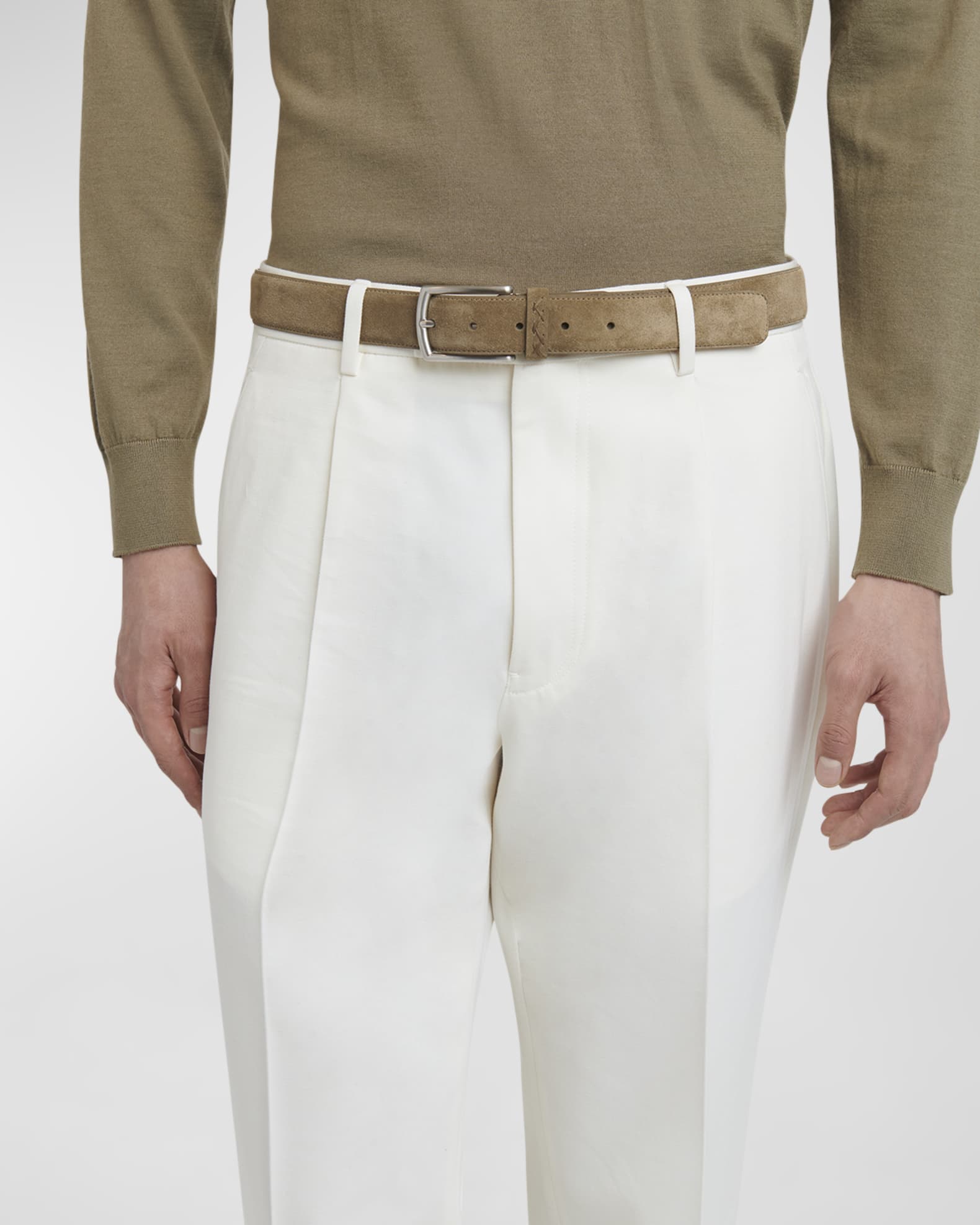 ZEGNA Men's Triple Stitch Leather Belt | Neiman Marcus