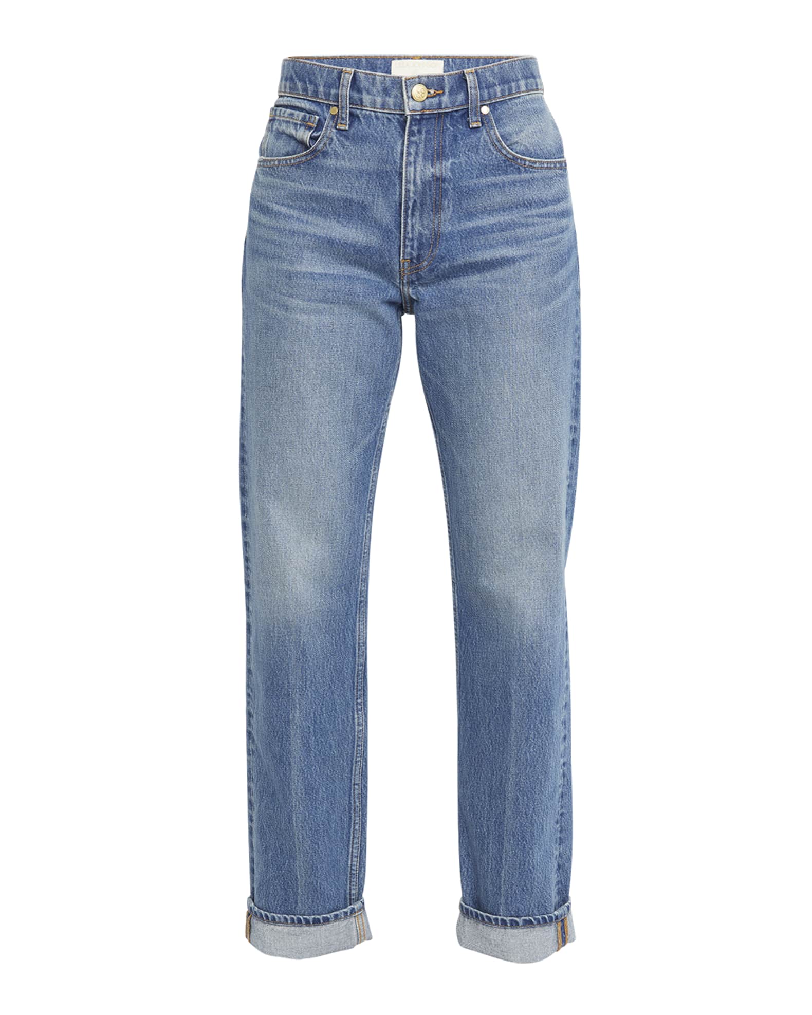 Ulla Johnson The Daphne Straight-Leg Cuffed Denim Jeans | Neiman Marcus