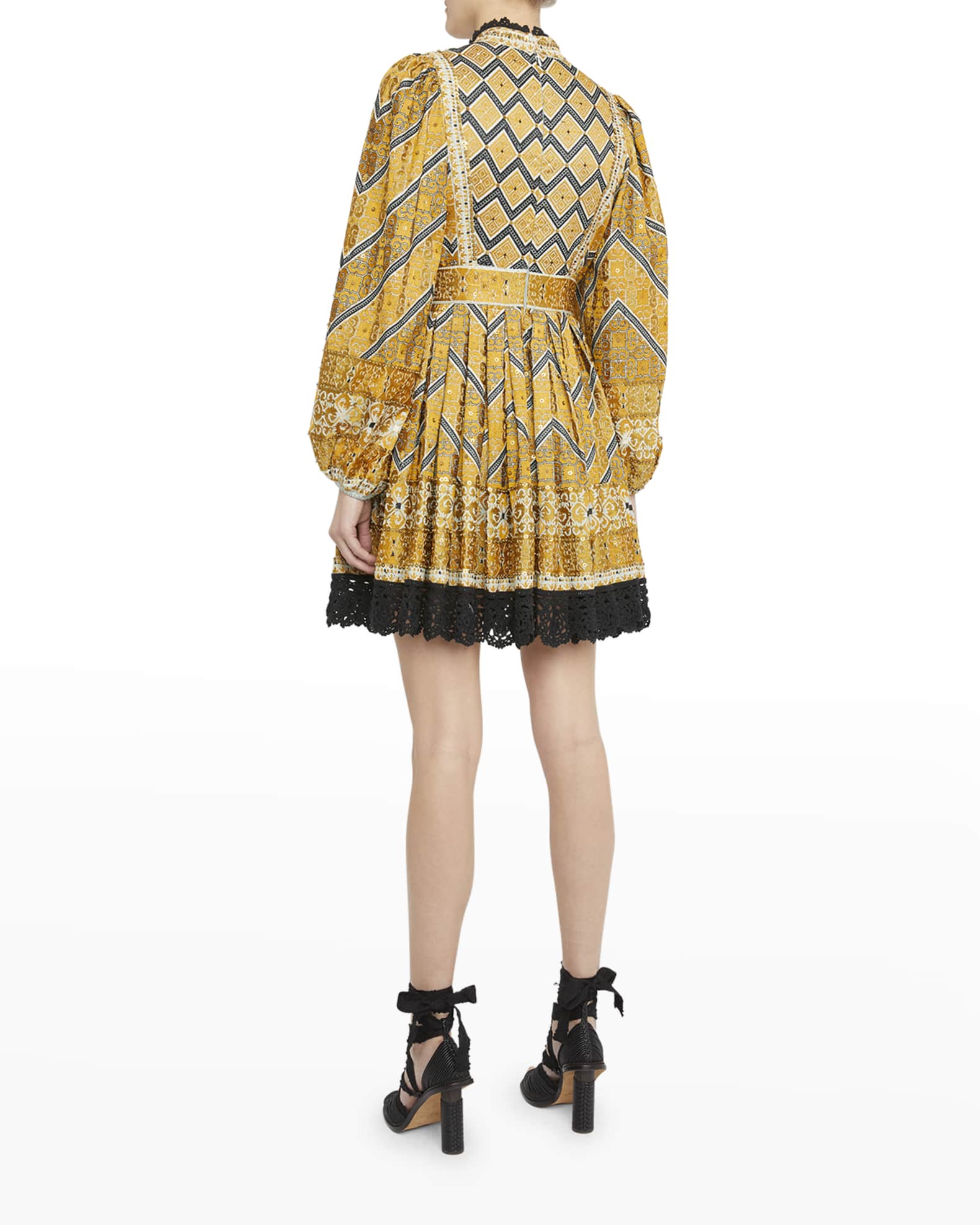 Ulla Johnson Zariah Lantern-Sleeve Jacquard Mini Dress | Neiman Marcus