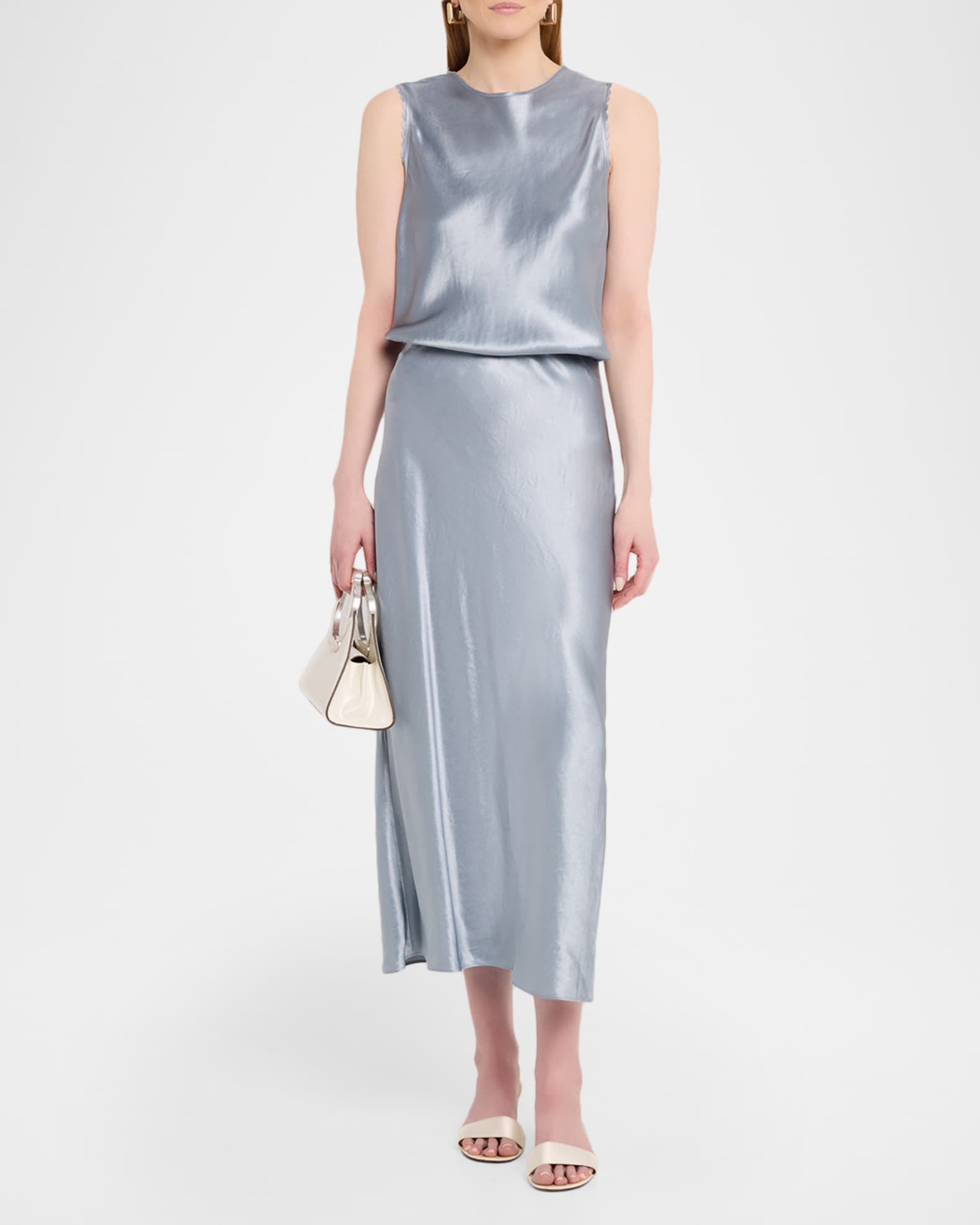 Vince Side-Slit Satin Slip Skirt | Neiman Marcus