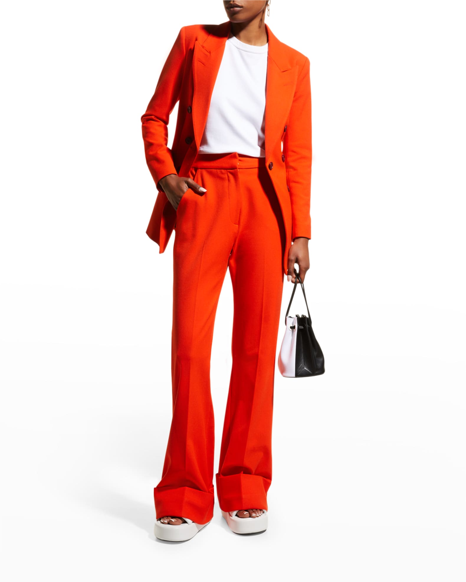 Smythe Wide-Leg Cotton-Blend Trousers | Neiman Marcus