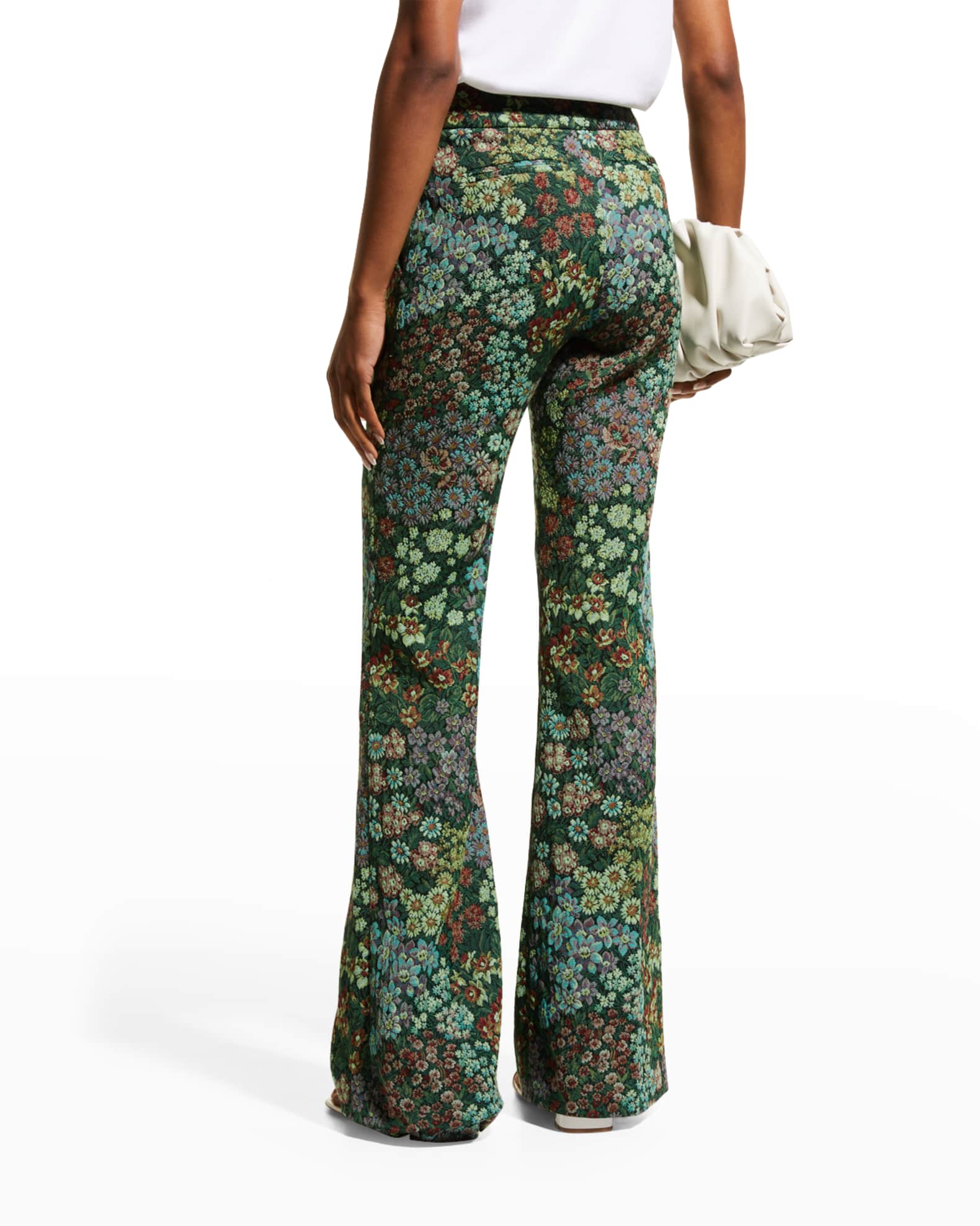 Smythe Floral Jacquard Wide-Leg Trousers | Neiman Marcus