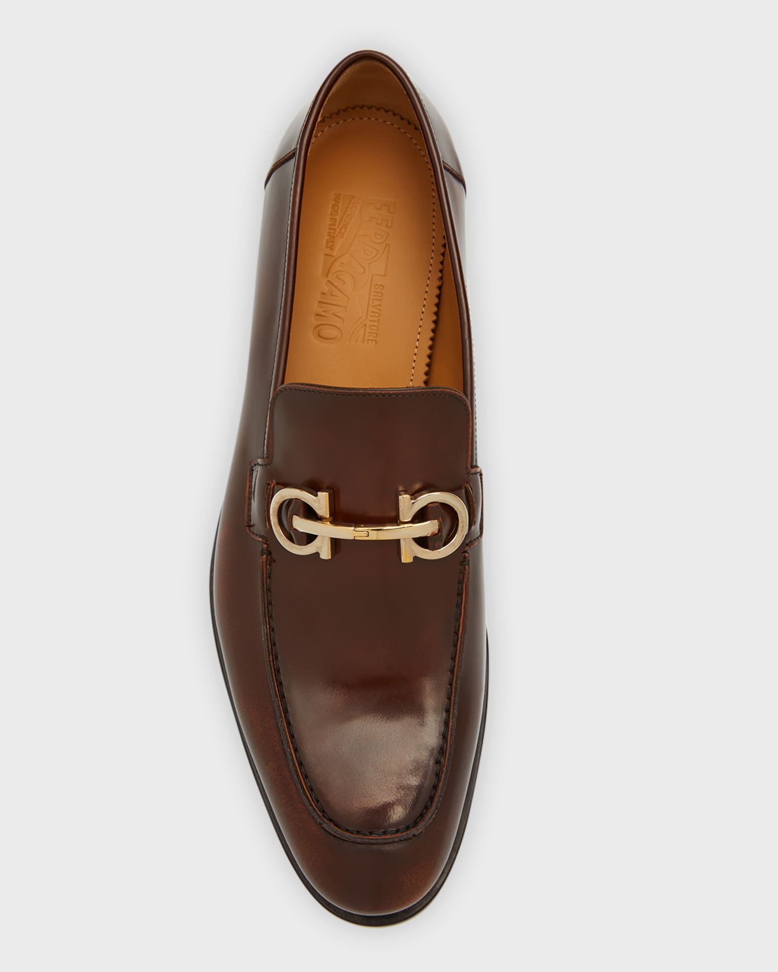 Ferragamo Men's Gustav Gancini-Bit Leather Loafers | Neiman Marcus