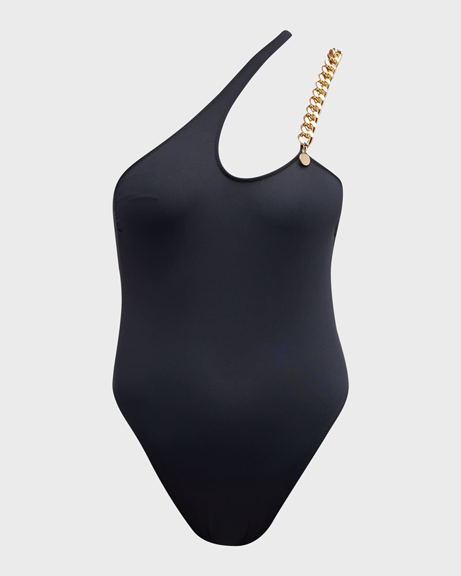 Stella McCartney Asymmetric Chain Strap One-Piece Swimsuit | Neiman Marcus