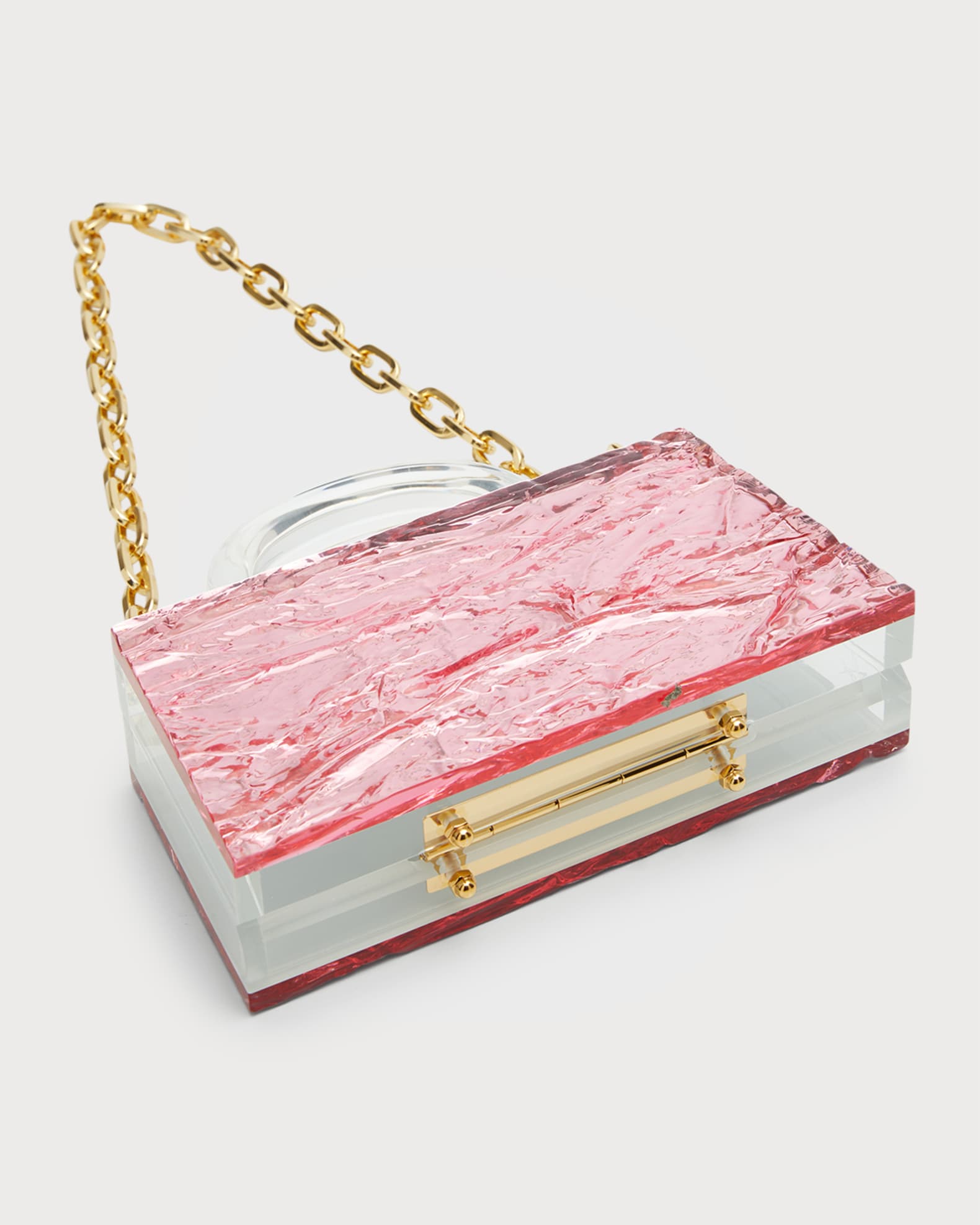 L'Afshar Eva Crushed Ice Acrylic Top-Handle Bag | Neiman Marcus