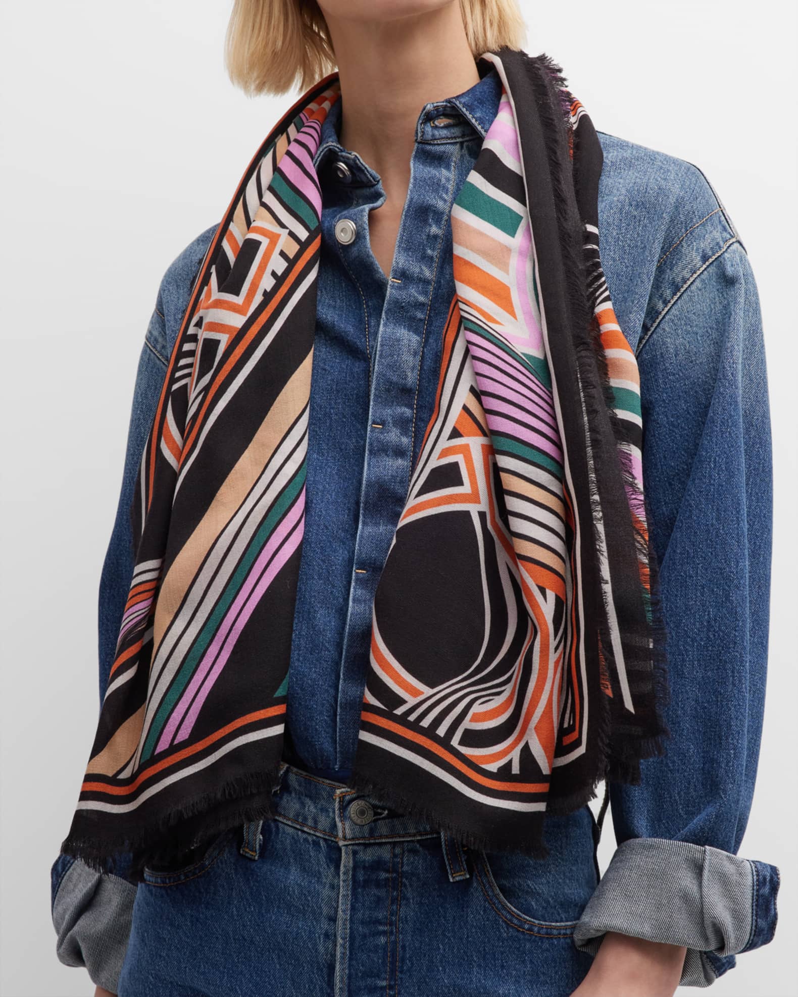 Ferragamo Ribbons Silk & Modal Square Scarf | Neiman Marcus
