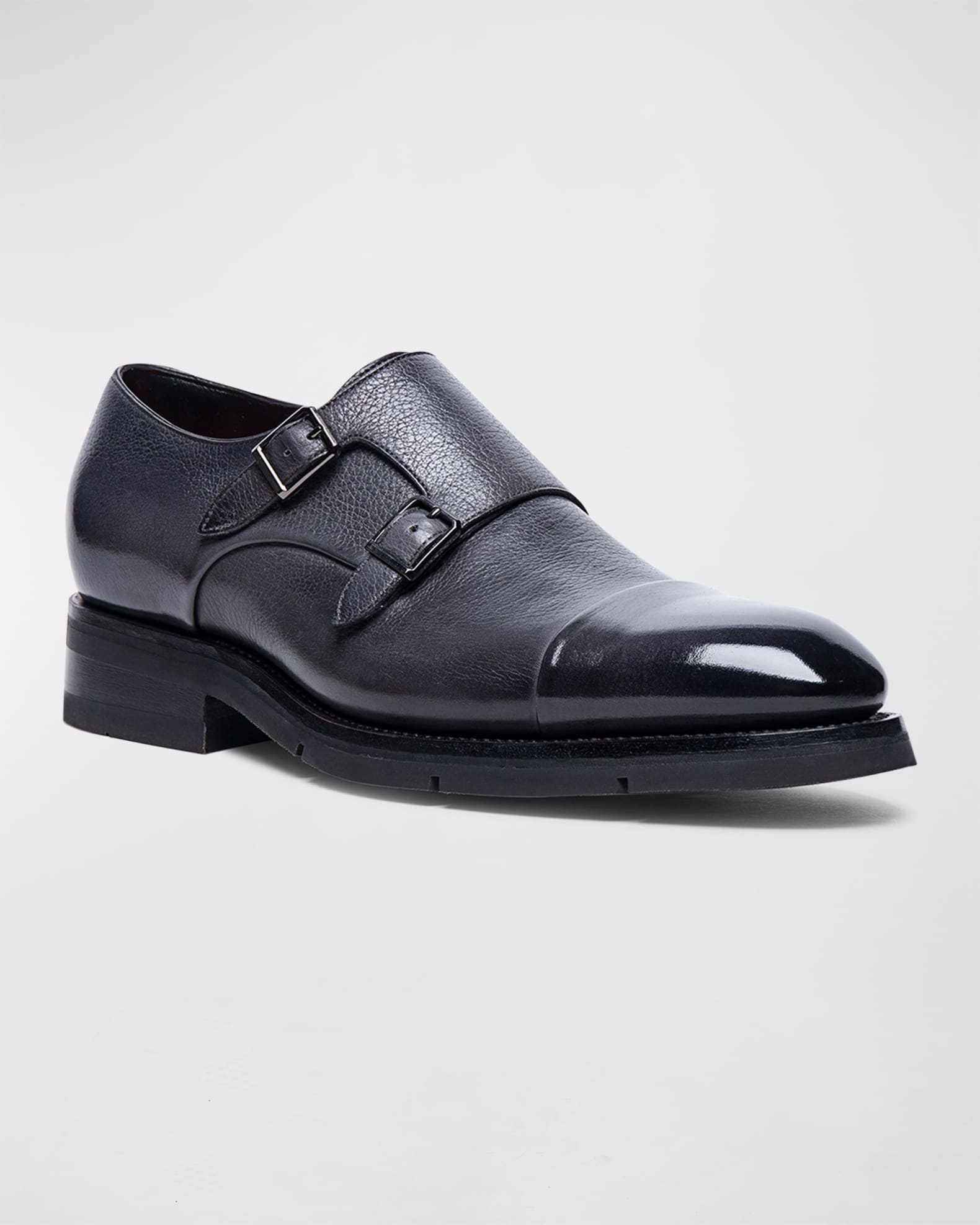 Santoni Men's Carter Double Monk Strap Leather Loafers | Neiman Marcus