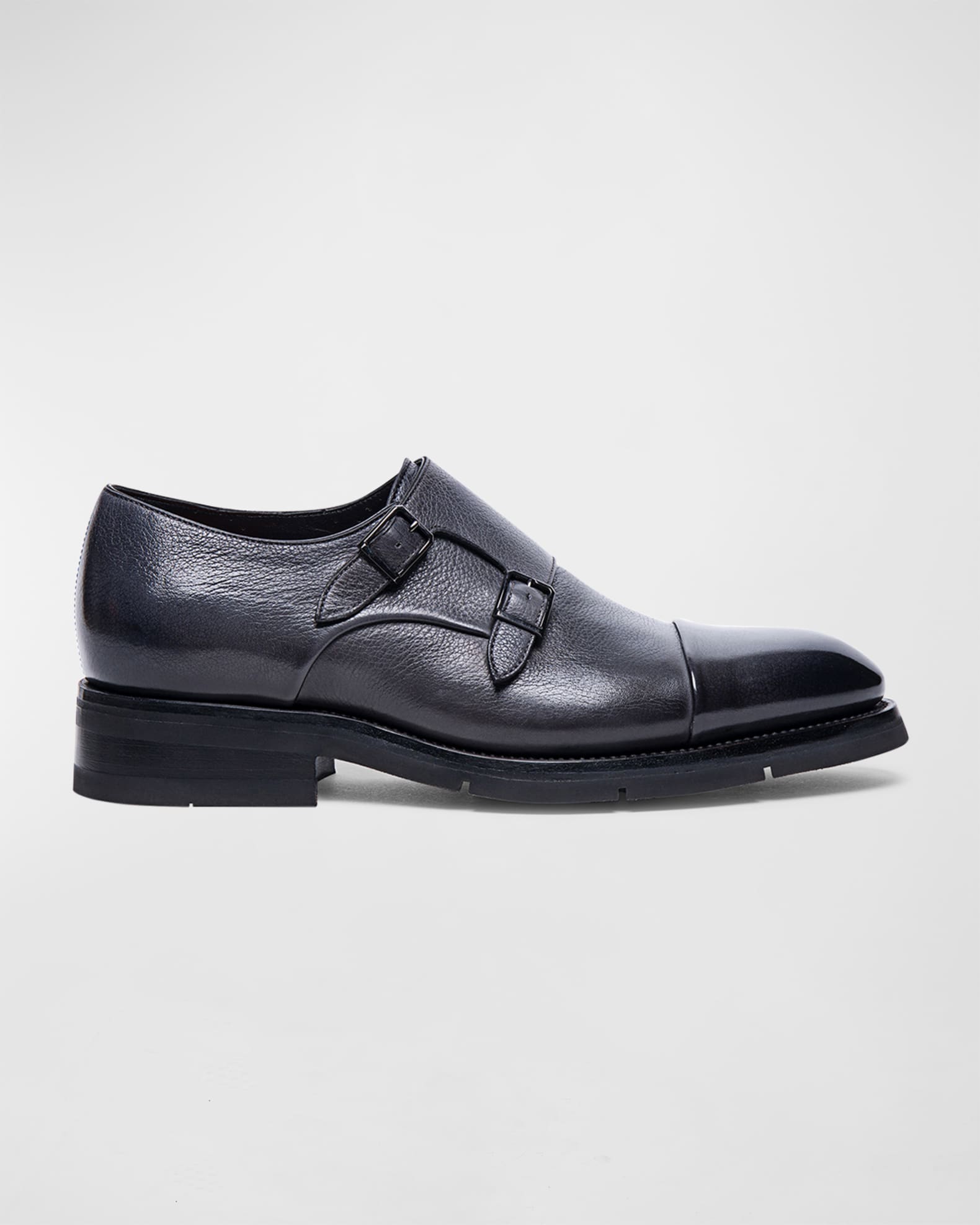 Santoni Men's Carter Double Monk Strap Leather Loafers | Neiman Marcus