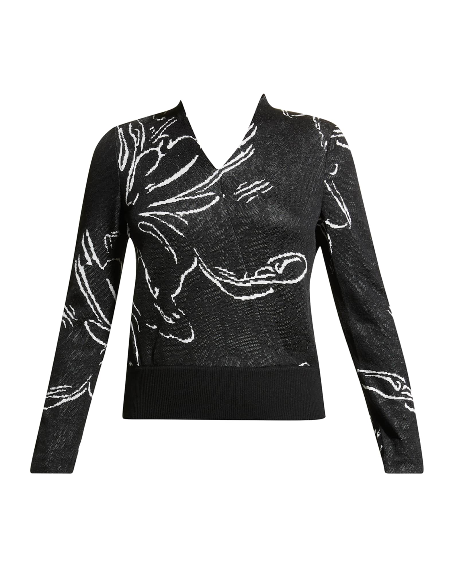 Misook Sketched Floral-Print Knit Tunic Top | Neiman Marcus