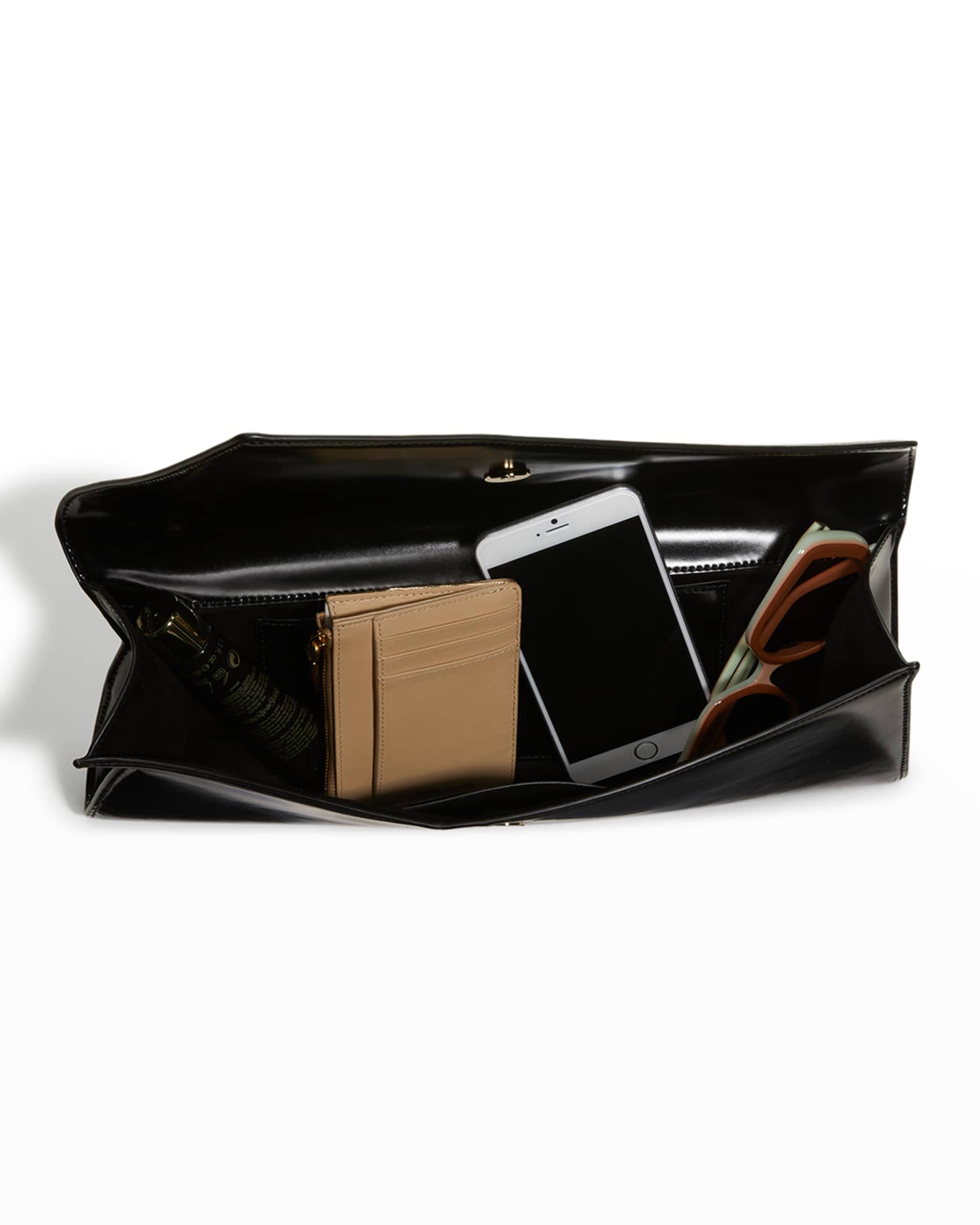Alexis Bittar Twisted Angular Flap Leather Clutch Bag | Neiman Marcus