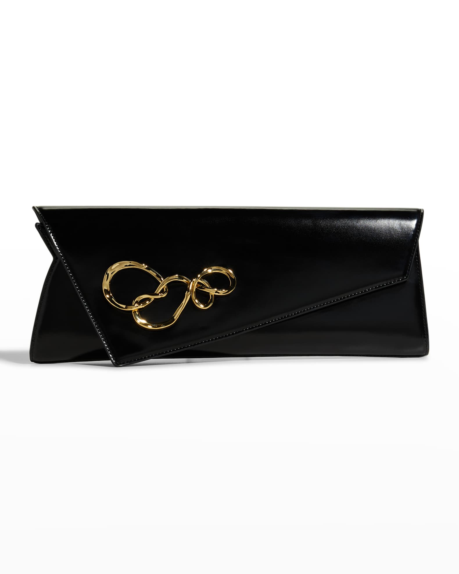 Alexis Bittar Twisted Angular Flap Leather Clutch Bag | Neiman Marcus