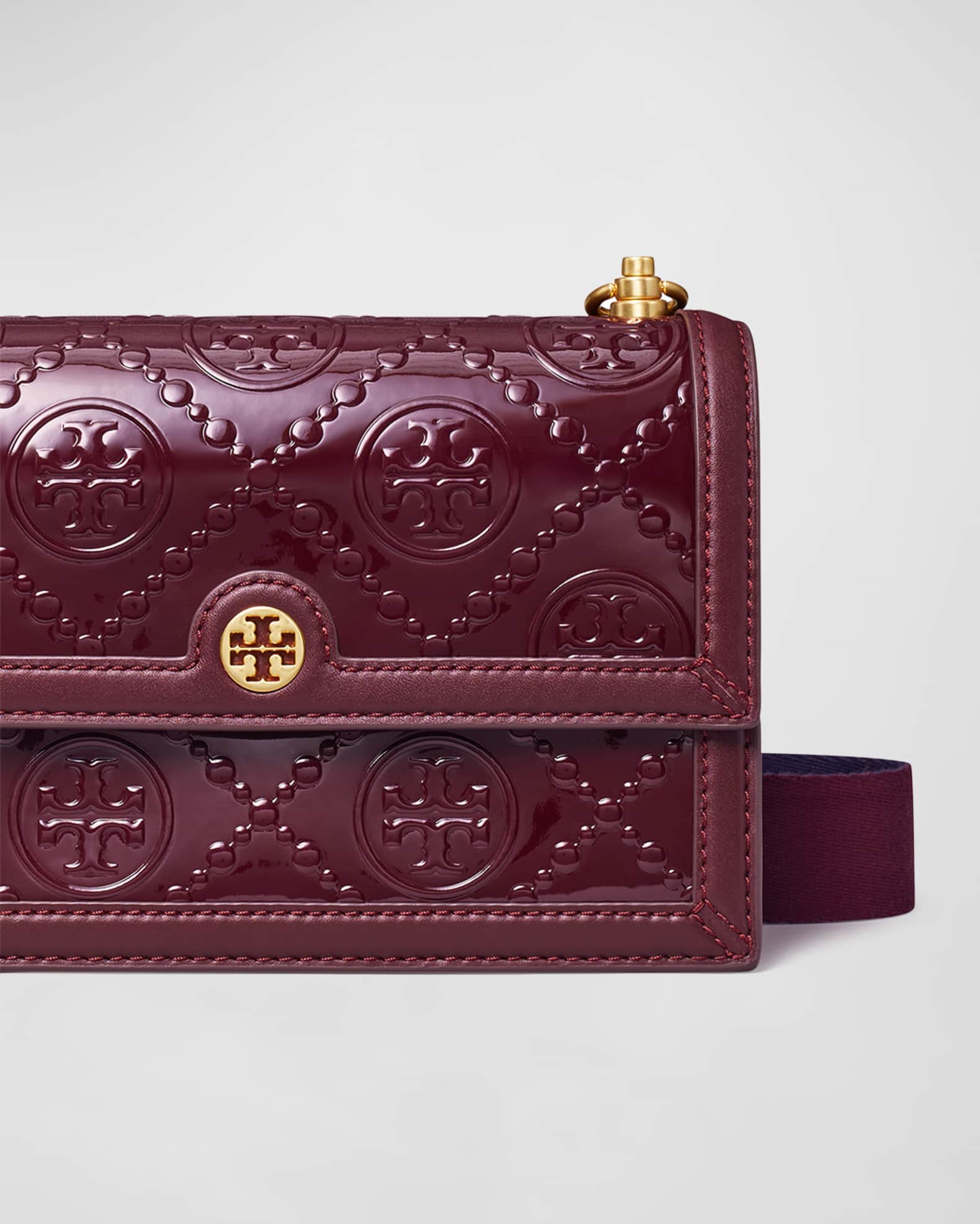 Tory Burch Small T Monogram Patent Shoulder Bag | Neiman Marcus