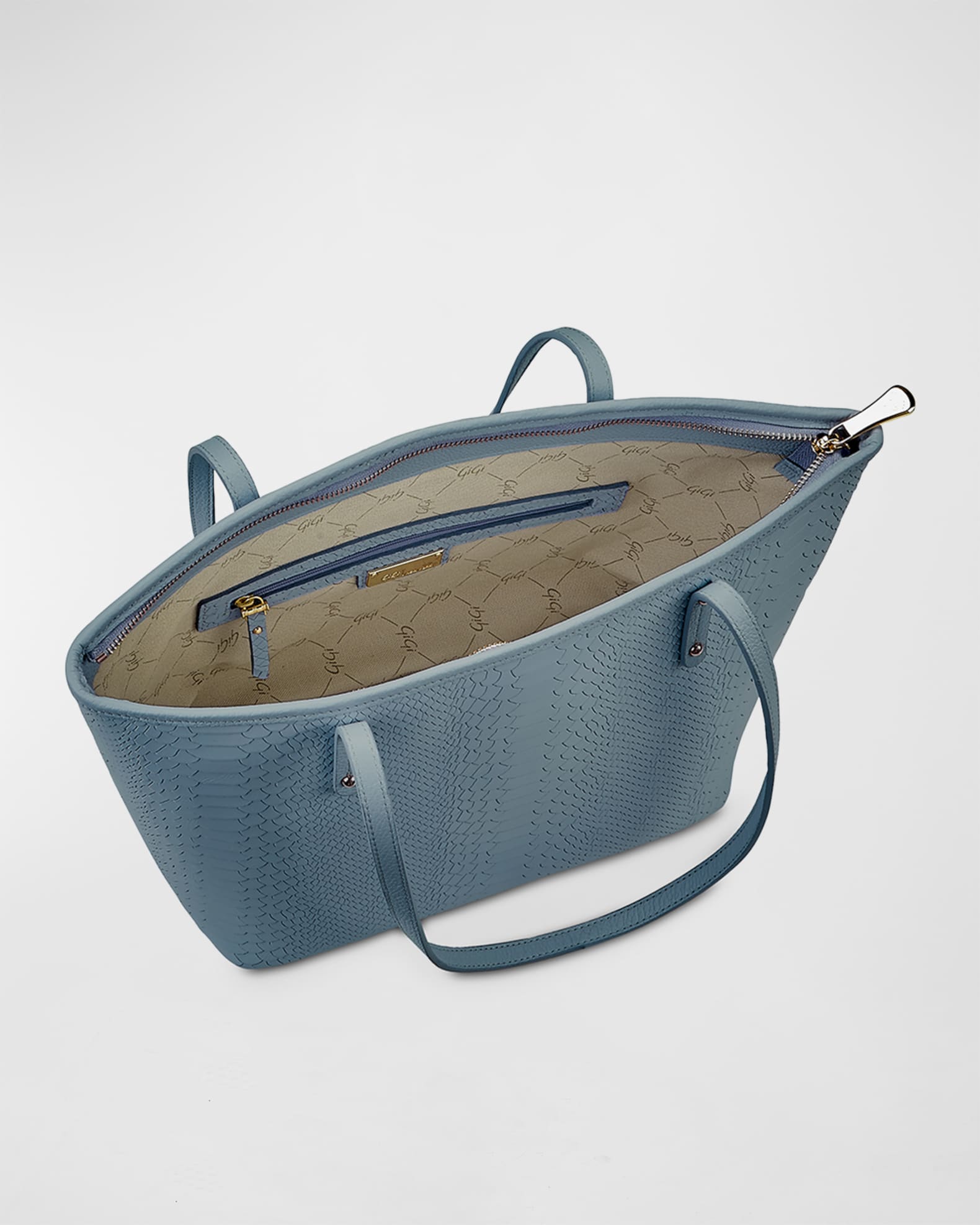 Gigi New York Taylor Zip Python-Embossed Tote Bag | Neiman Marcus