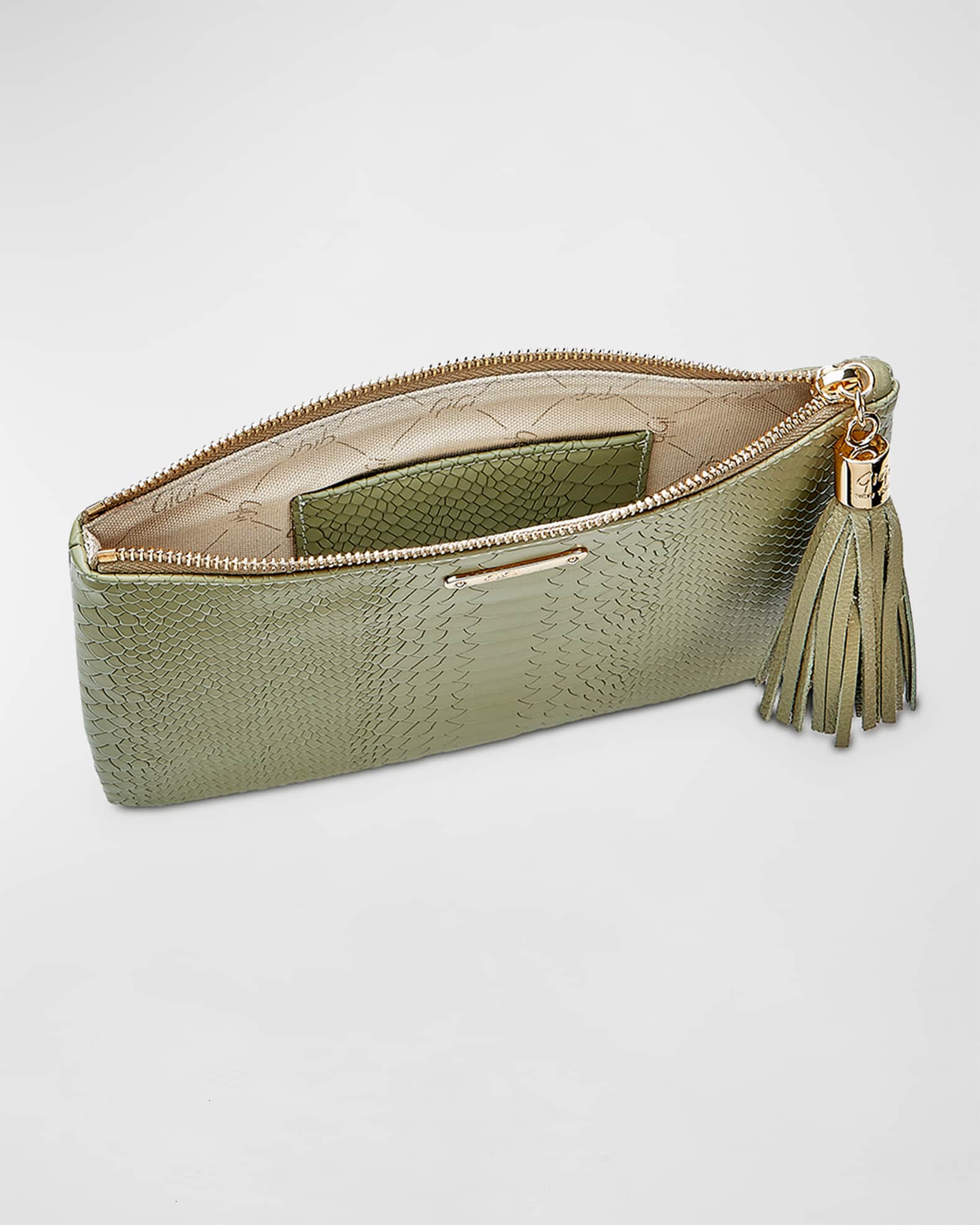 Gigi New York All in One Zip Python-Embossed Clutch Bag | Neiman Marcus
