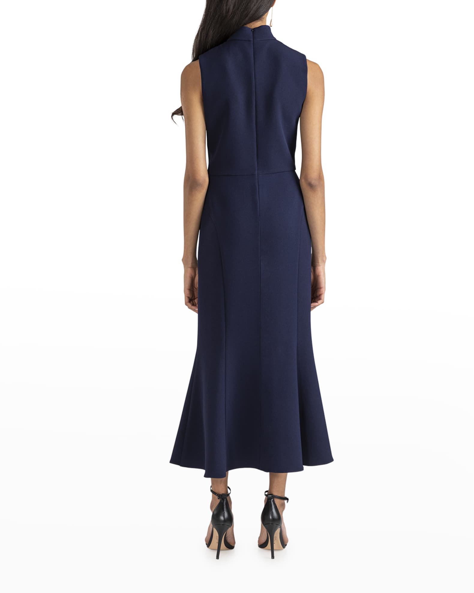 Shoshanna Turtleneck Pleated Trumpet Midi Dress | Neiman Marcus