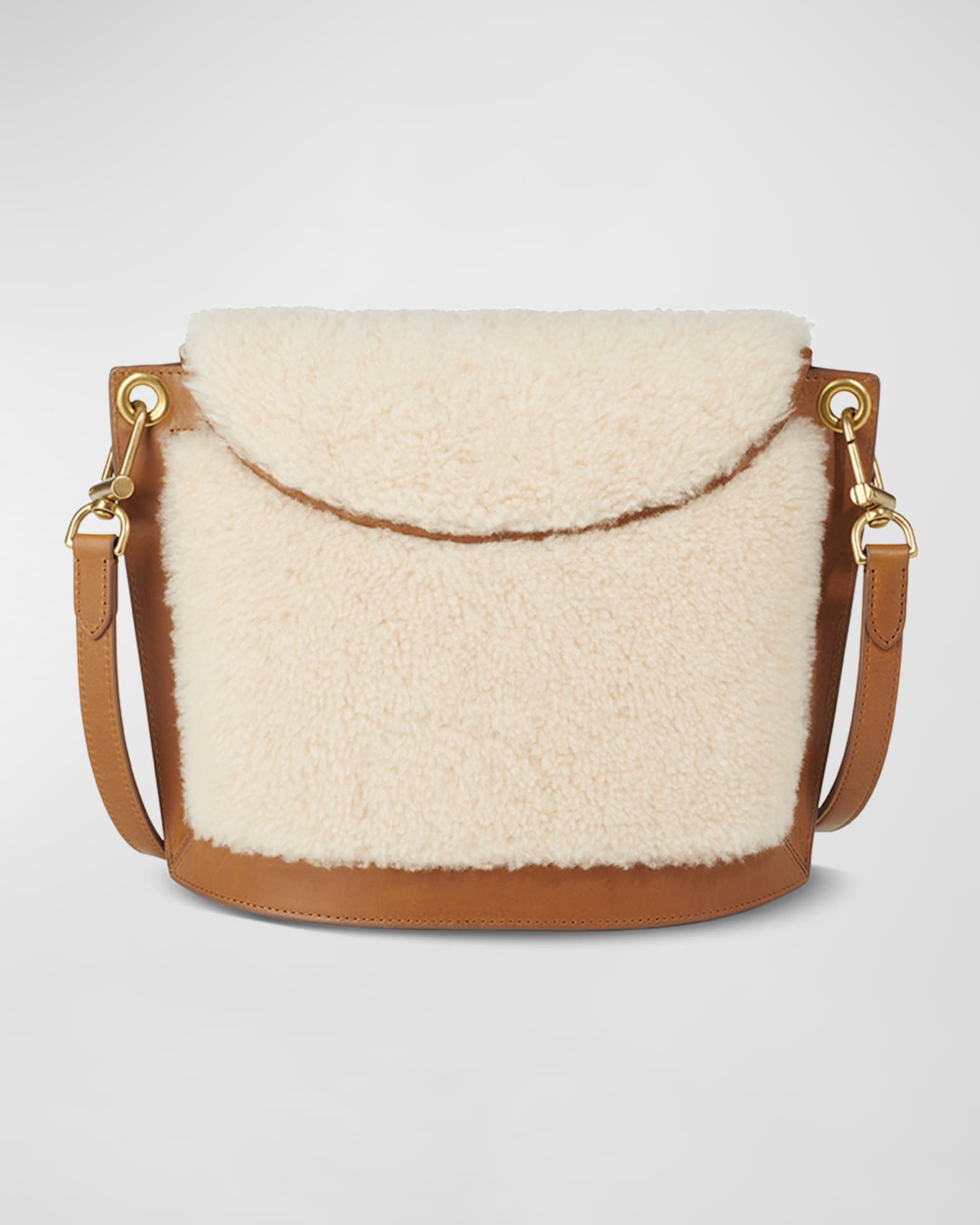 Shinola Birdy Shearling Bucket Crossbody Bag | Neiman Marcus