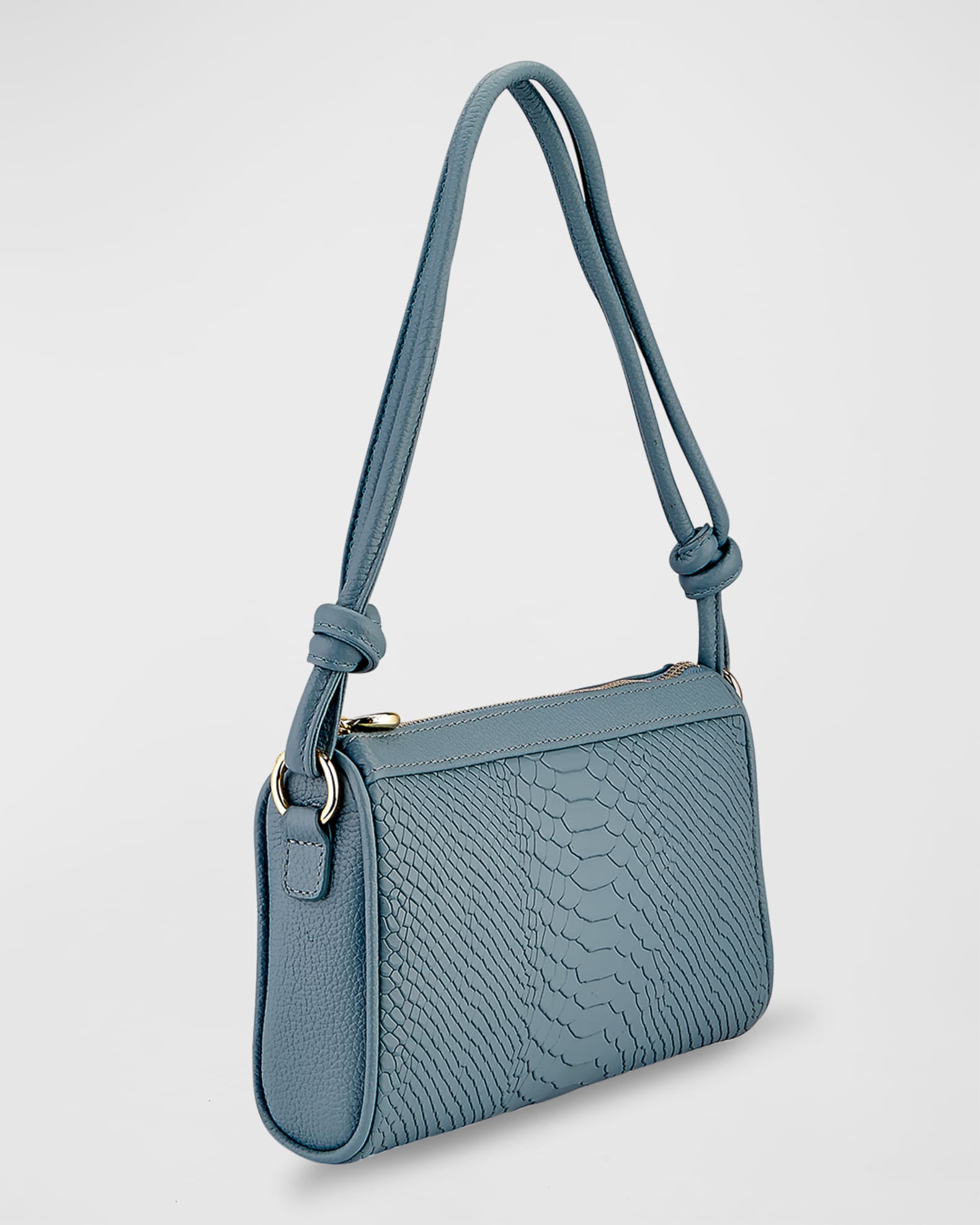 Gigi New York Maggie Knot Python-Embossed Shoulder Bag | Neiman Marcus