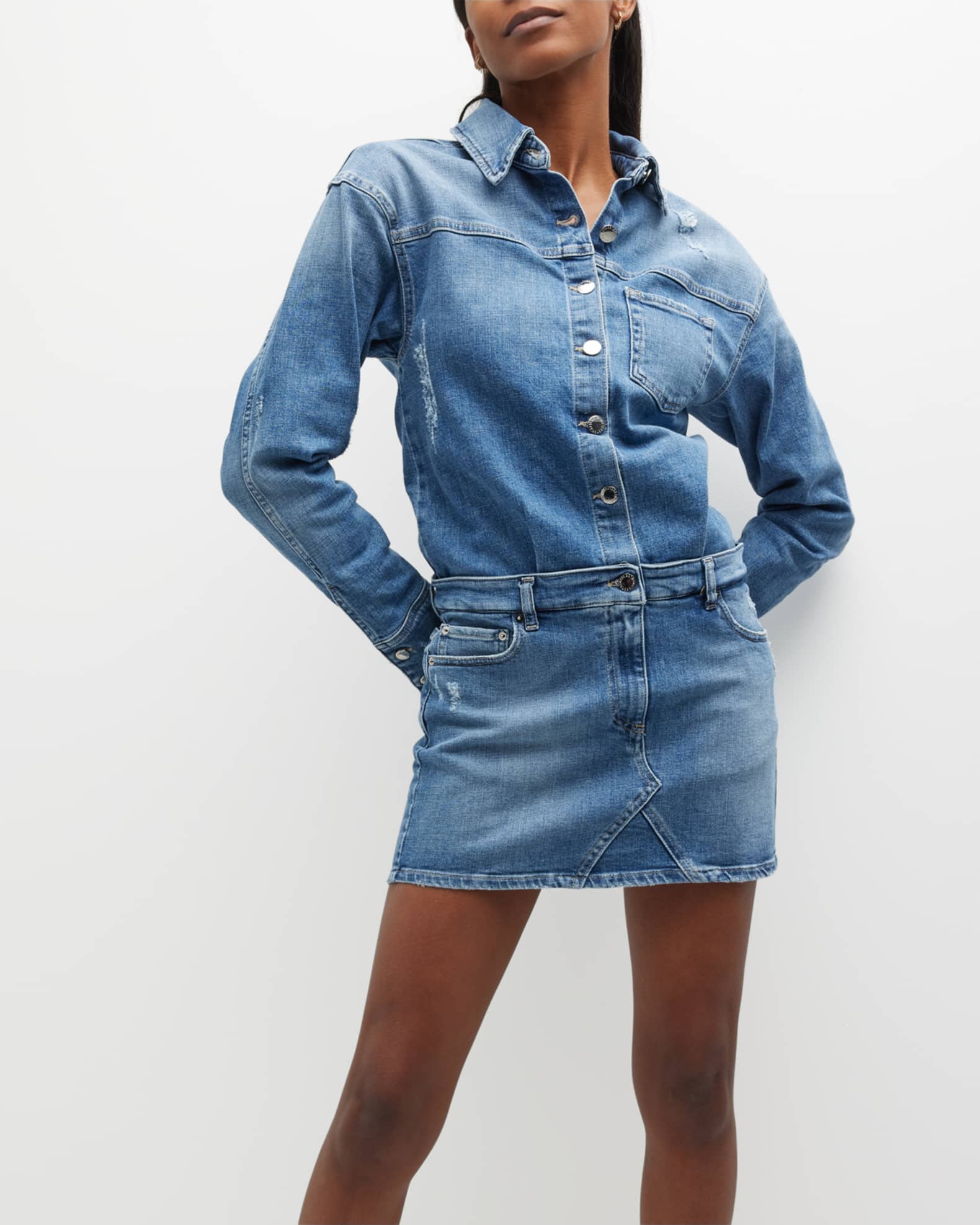 Retrofete River Denim Button-Front Mini Dress | Neiman Marcus