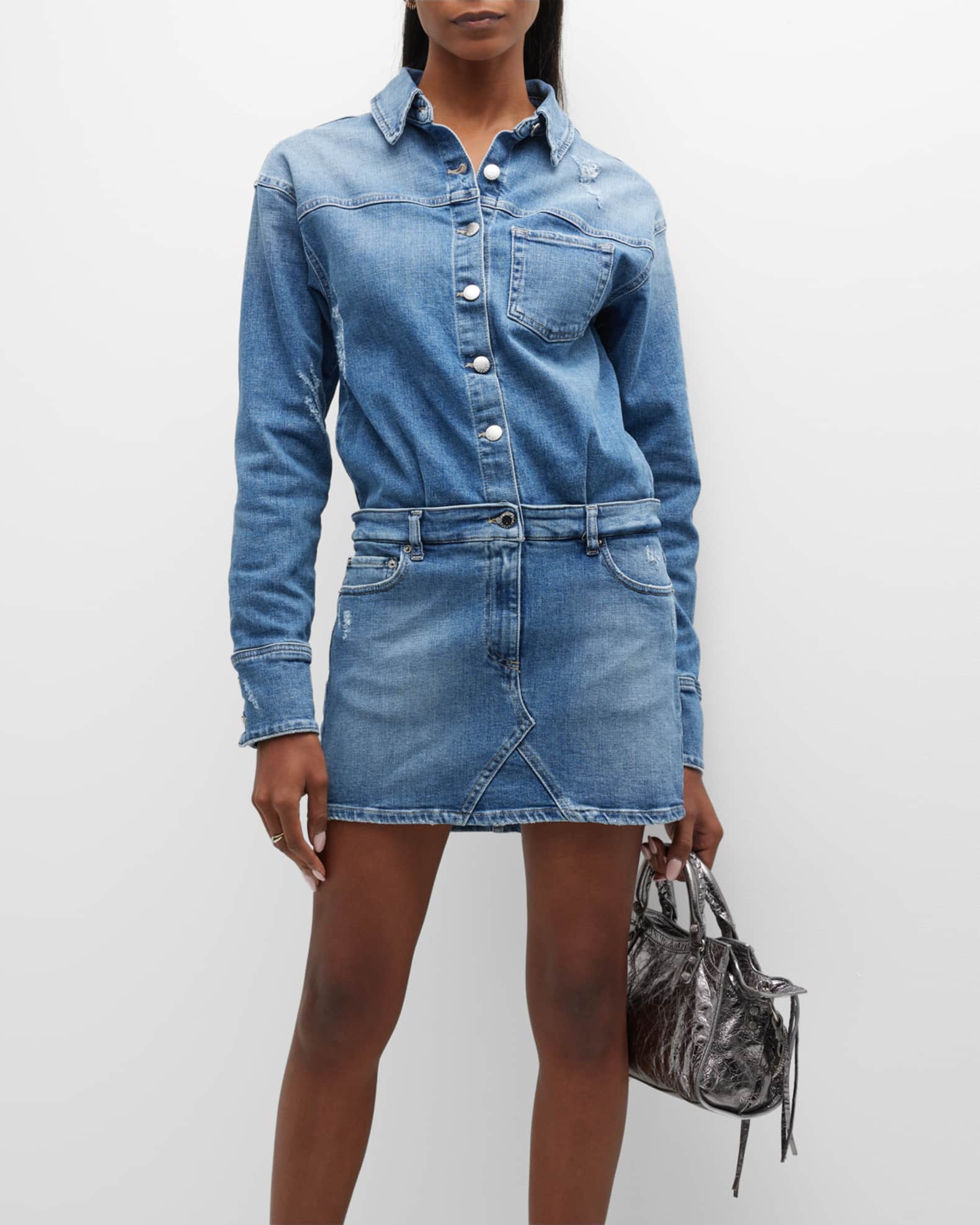 Retrofete River Denim Button-Front Mini Dress | Neiman Marcus
