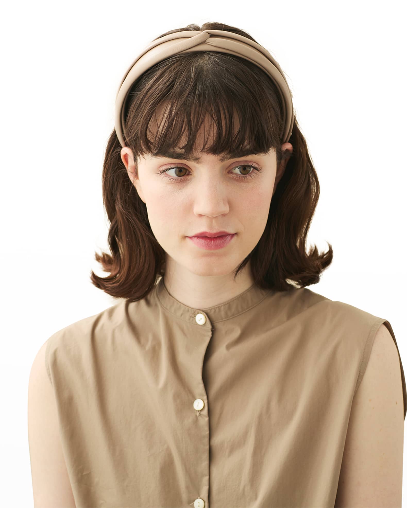 Alexandre de Paris Twisted Lamb Leather Headband | Neiman Marcus