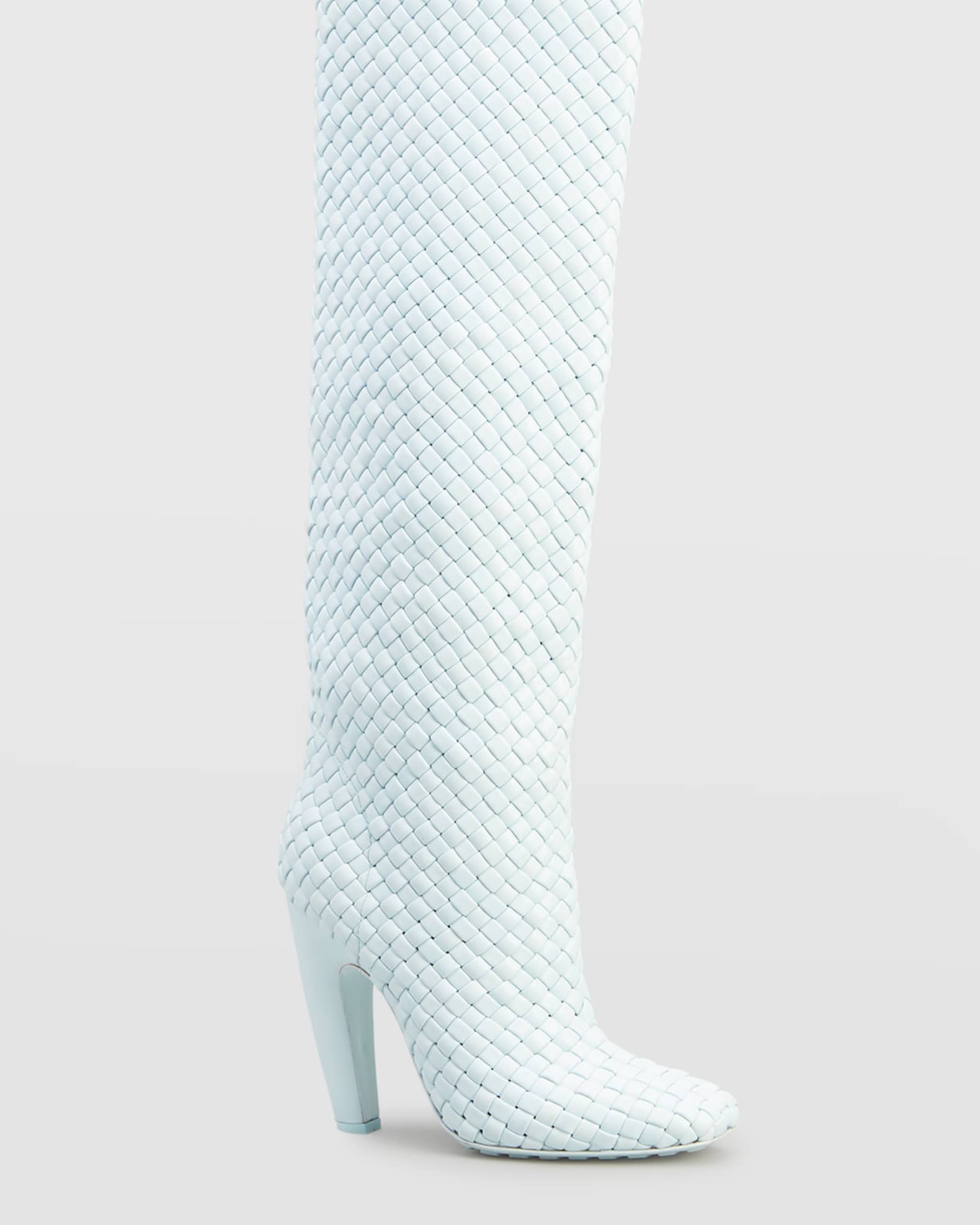 Bottega Veneta Intrecciato Woven Lambskin Knee Boots | Neiman Marcus