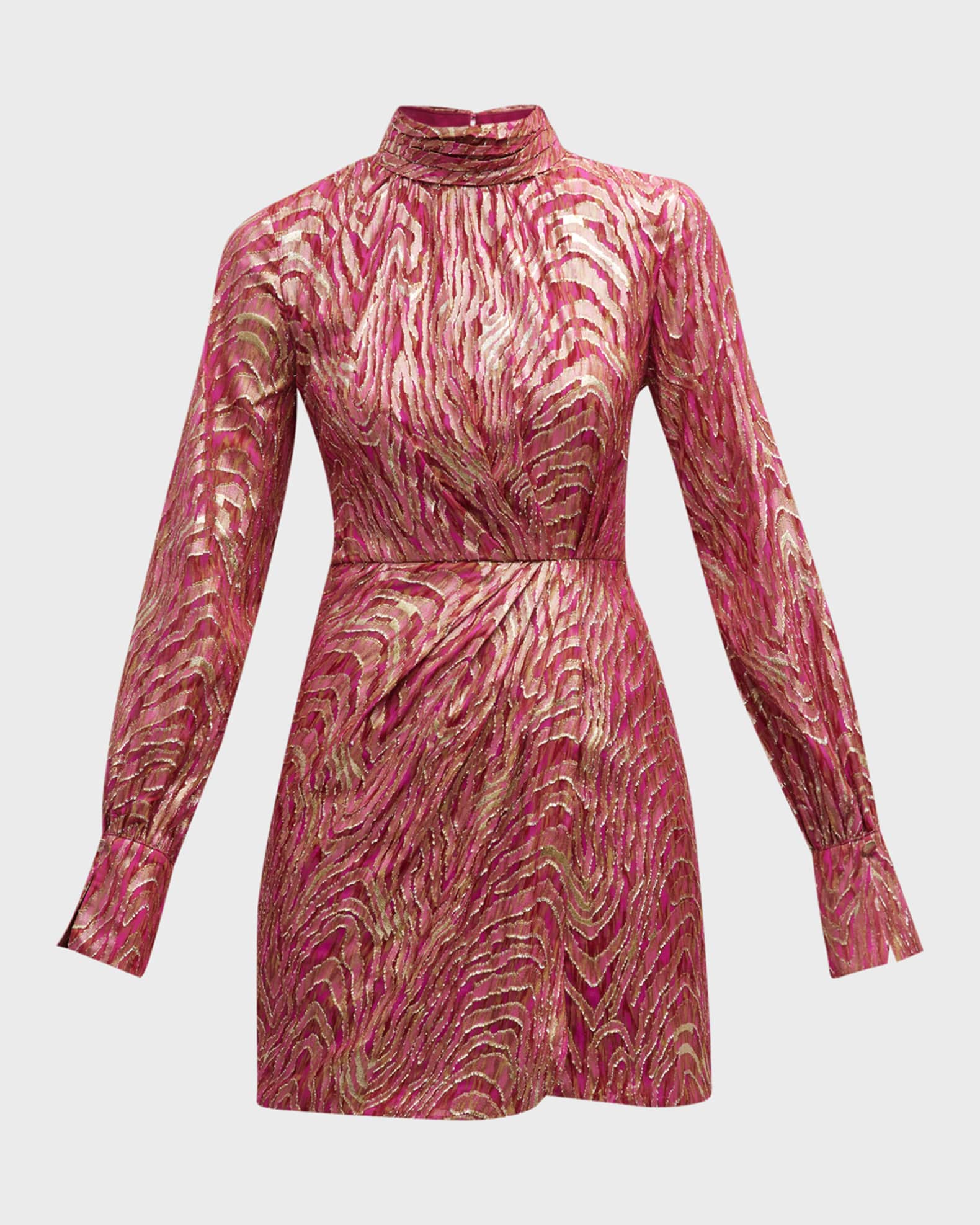 SIMKHAI Halen Moire Fil Couple Draped Mini Dress | Neiman Marcus