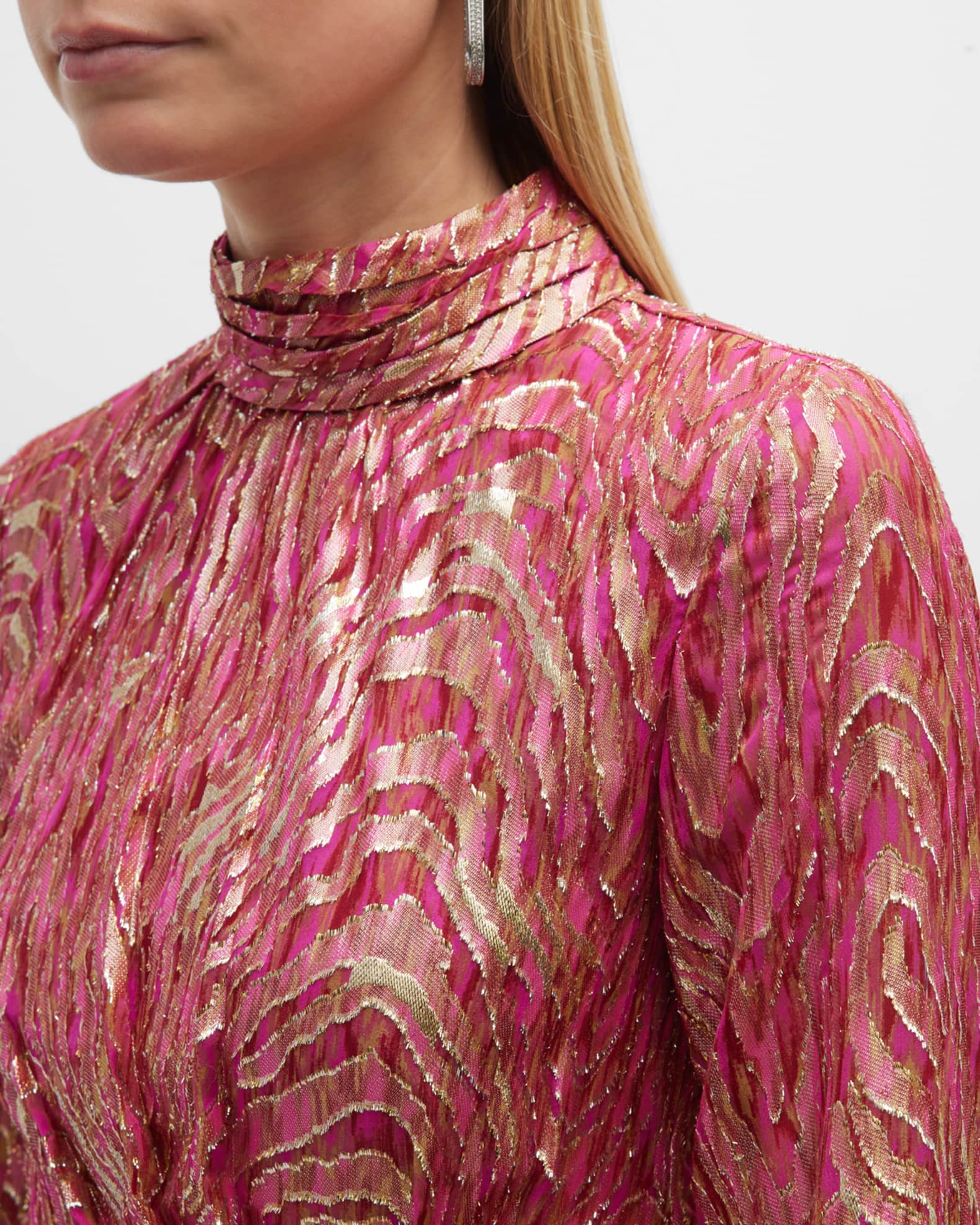 SIMKHAI Halen Moire Fil Couple Draped Mini Dress | Neiman Marcus