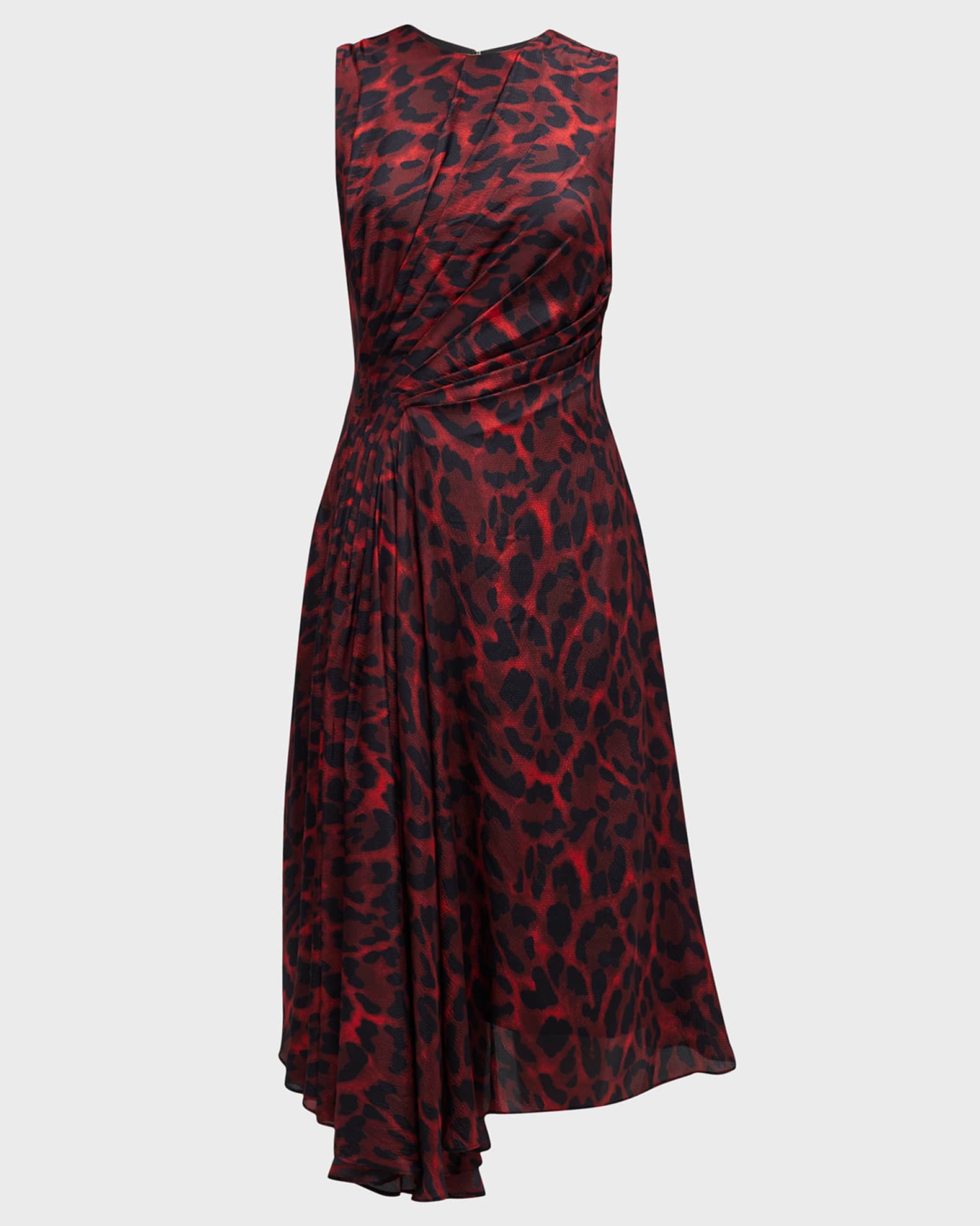 Natori Ocelot Printed Draped Midi Dress | Neiman Marcus