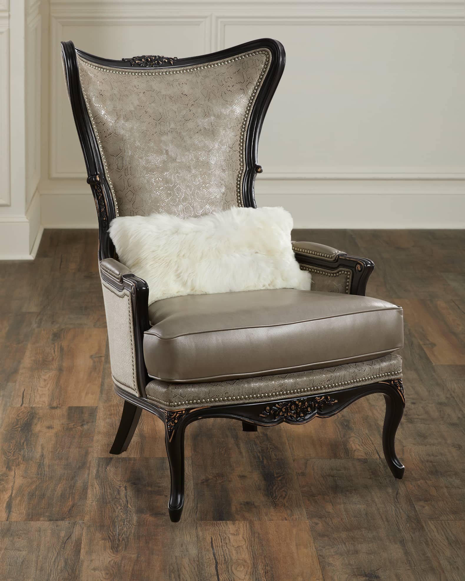 Massoud Adagio Leather Wing Chair | Neiman Marcus