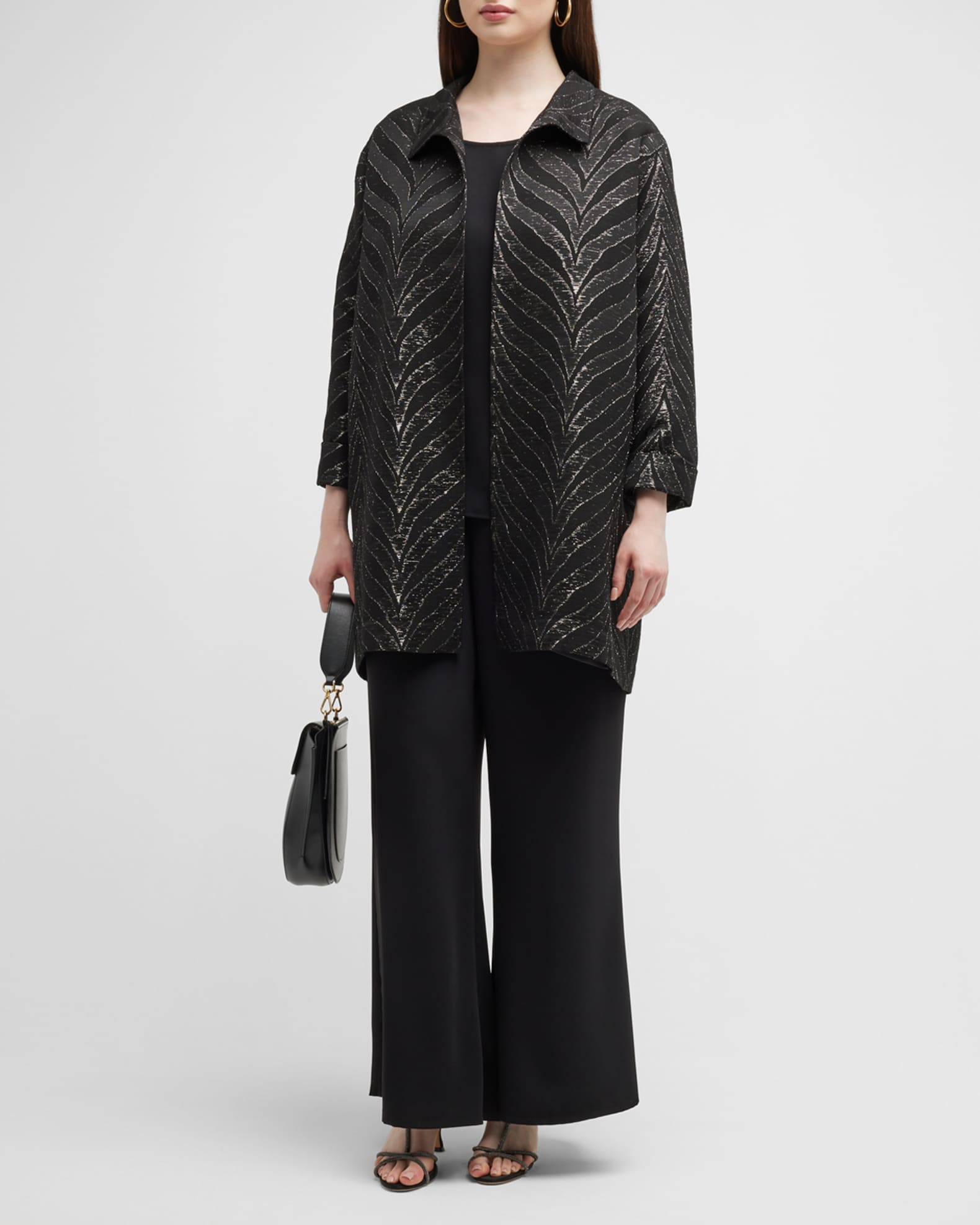 Caroline Rose Plus Size Shimmer Jacquard Jacket | Neiman Marcus