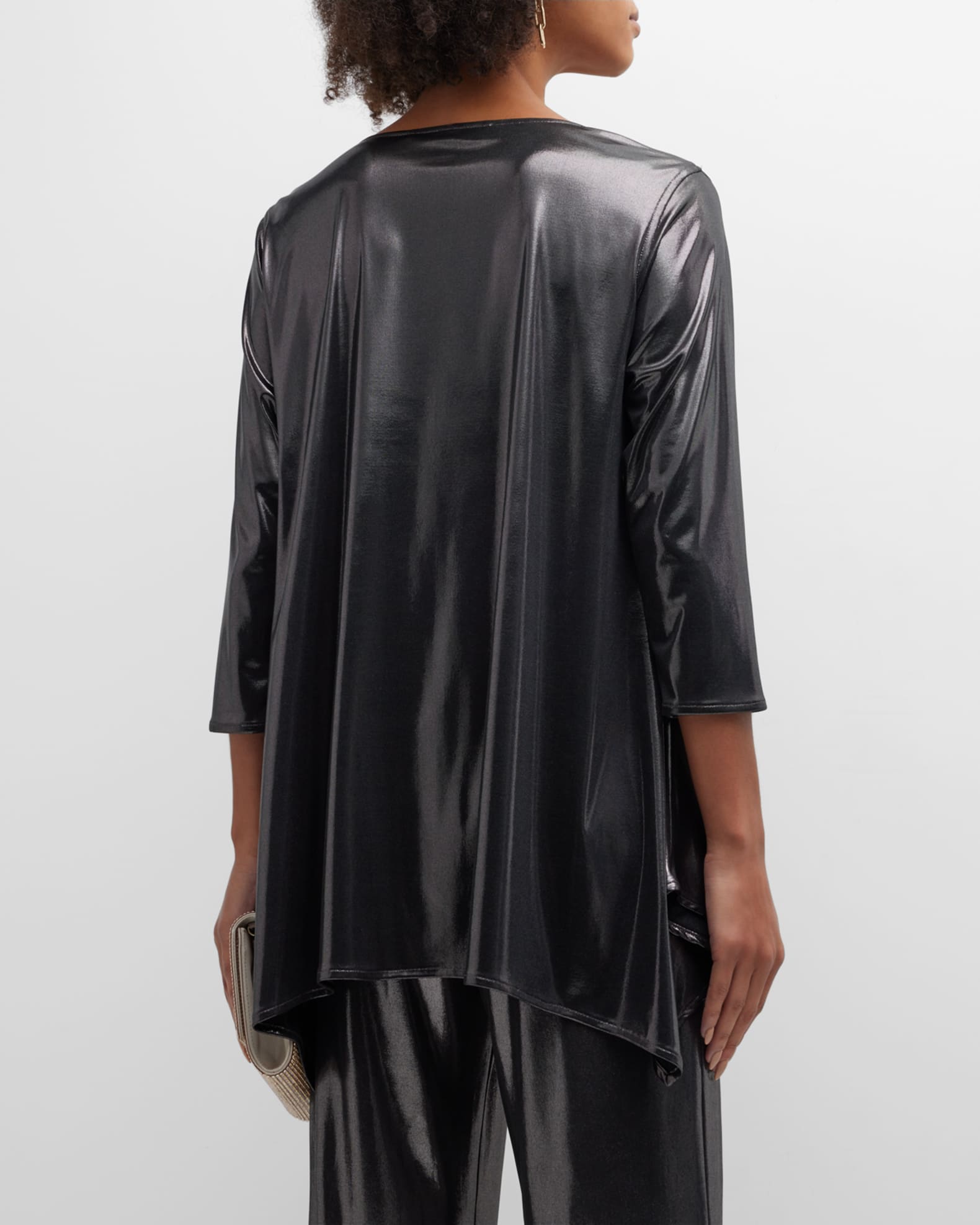Caroline Rose Liquid Silver Shimmer Swing Tunic | Neiman Marcus