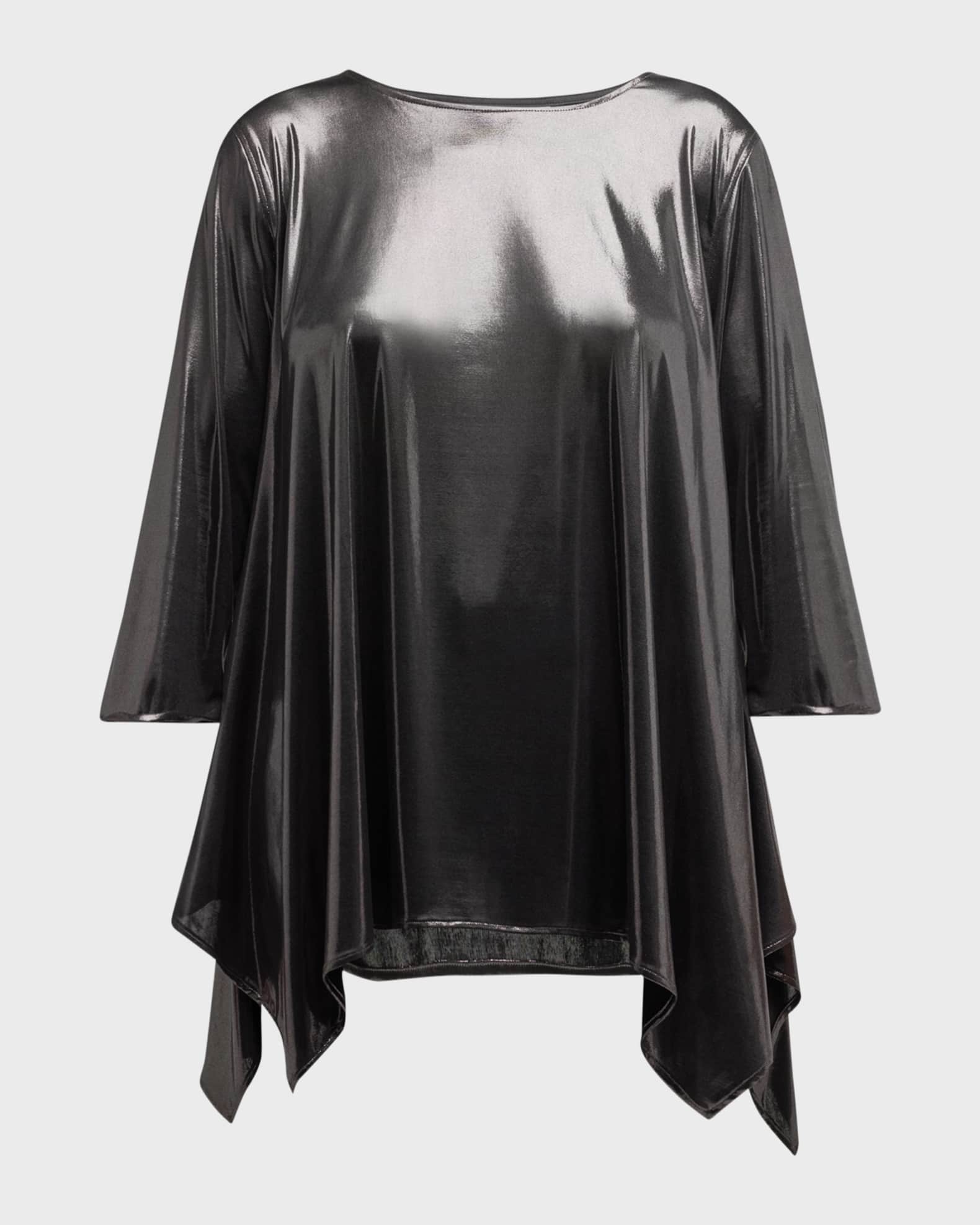 Caroline Rose Plus Size Liquid Silver Swing Tunic Top | Neiman Marcus