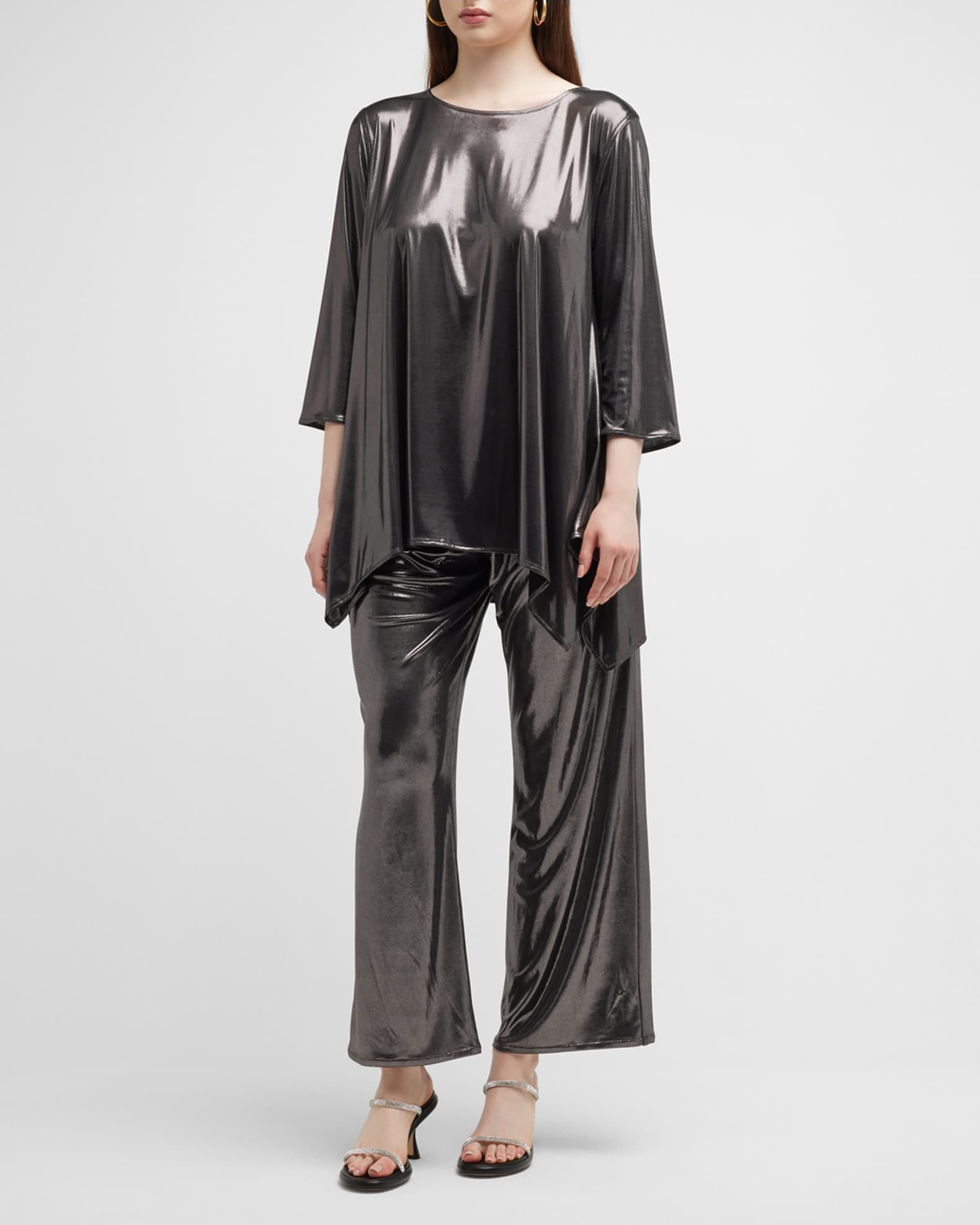 Caroline Rose Plus Size Liquid Silver Swing Tunic Top | Neiman Marcus