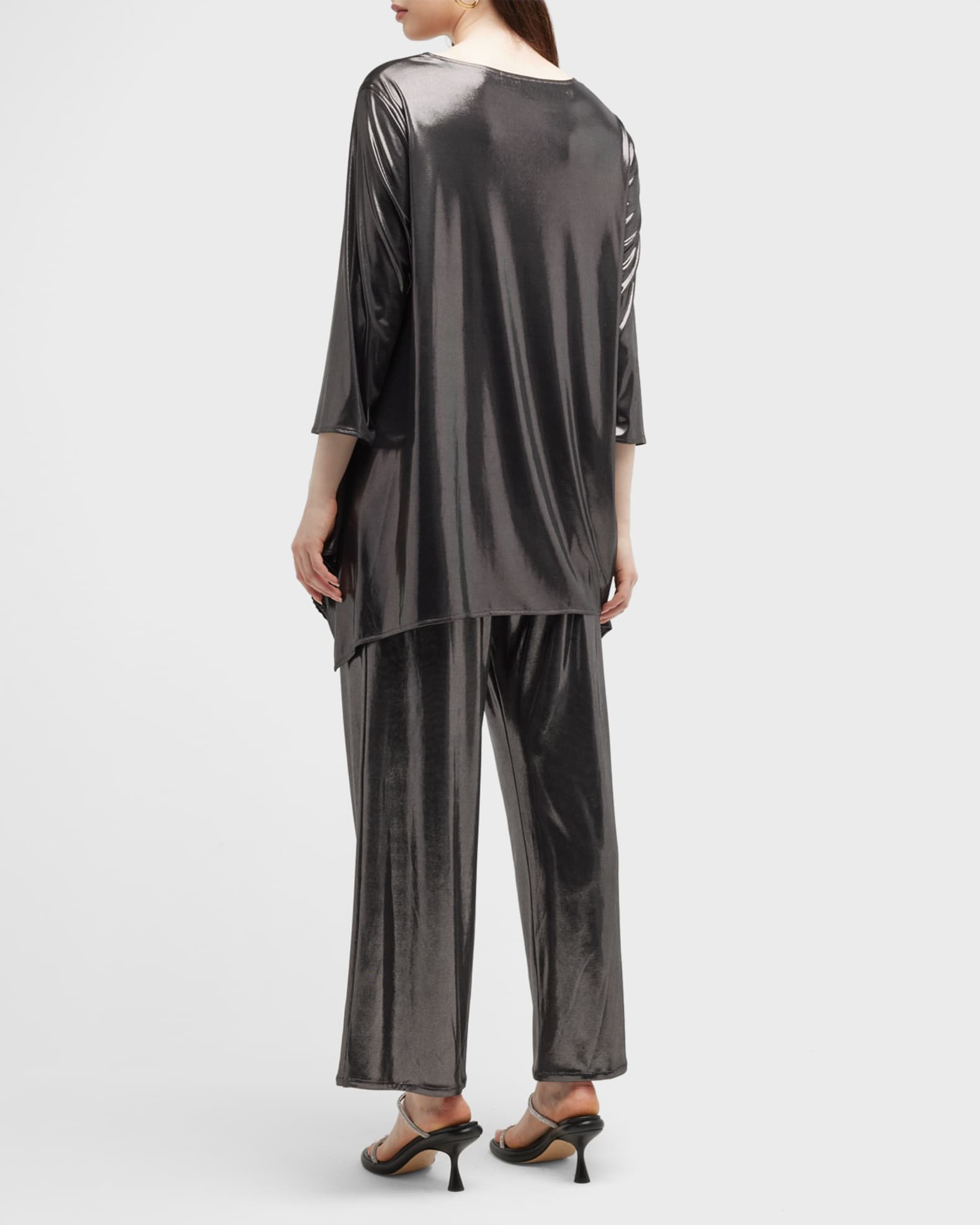 Caroline Rose Plus Size Liquid Silver Swing Tunic Top | Neiman Marcus