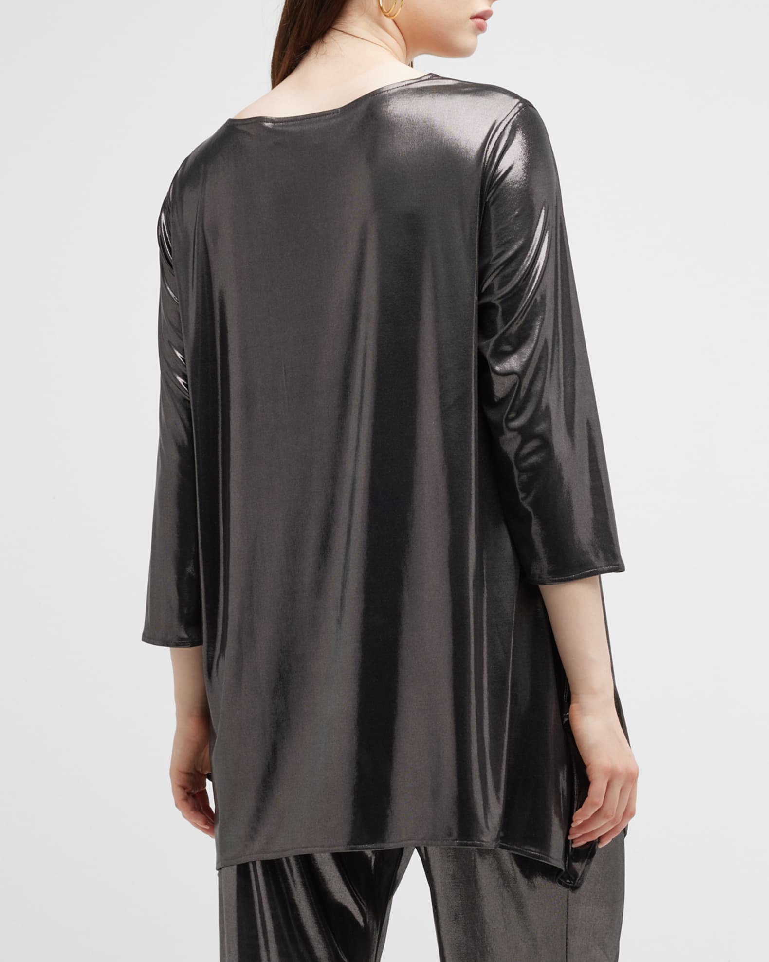 Caroline Rose Plus Size Liquid Silver Swing Tunic Top | Neiman Marcus