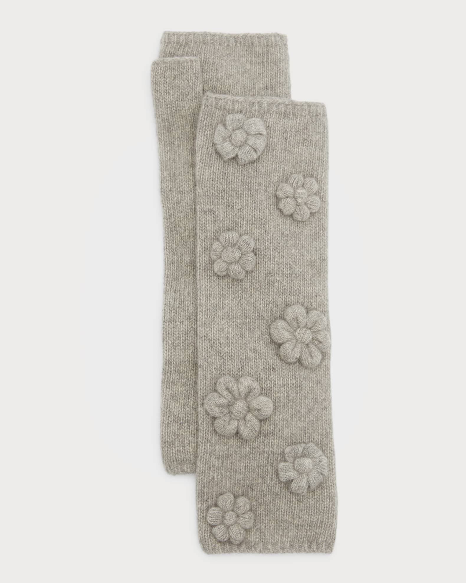 Carolyn Rowan Long Fingerless Knitted Flower Gloves | Neiman Marcus