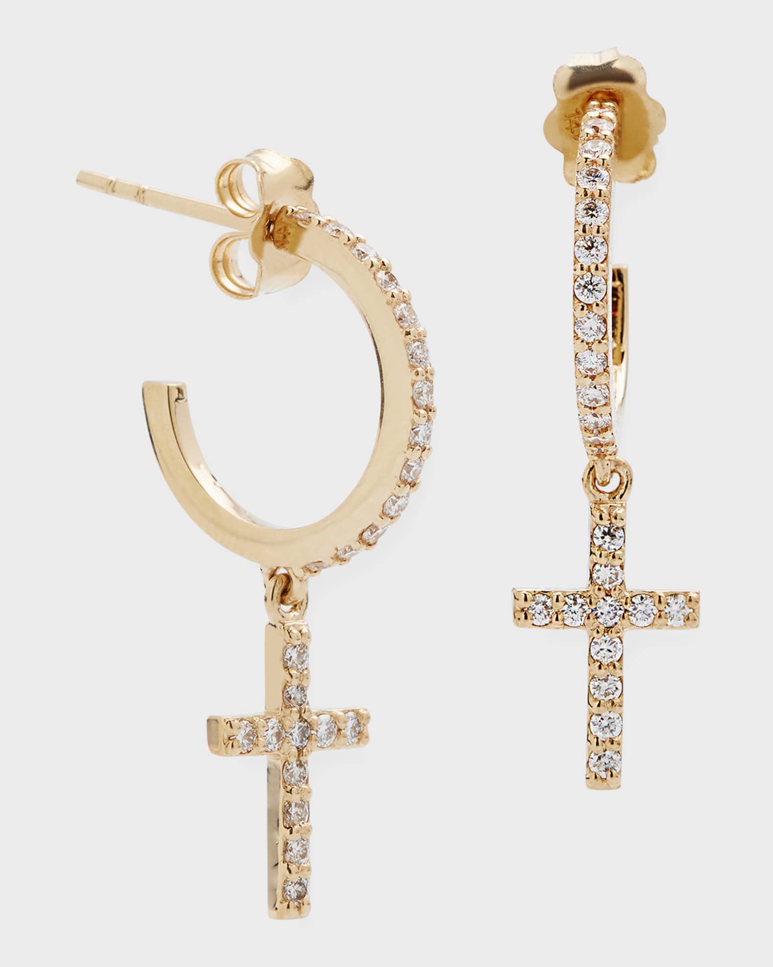 LANA Flawless Dangle Cross Huggie Earrings, 13mm | Neiman Marcus